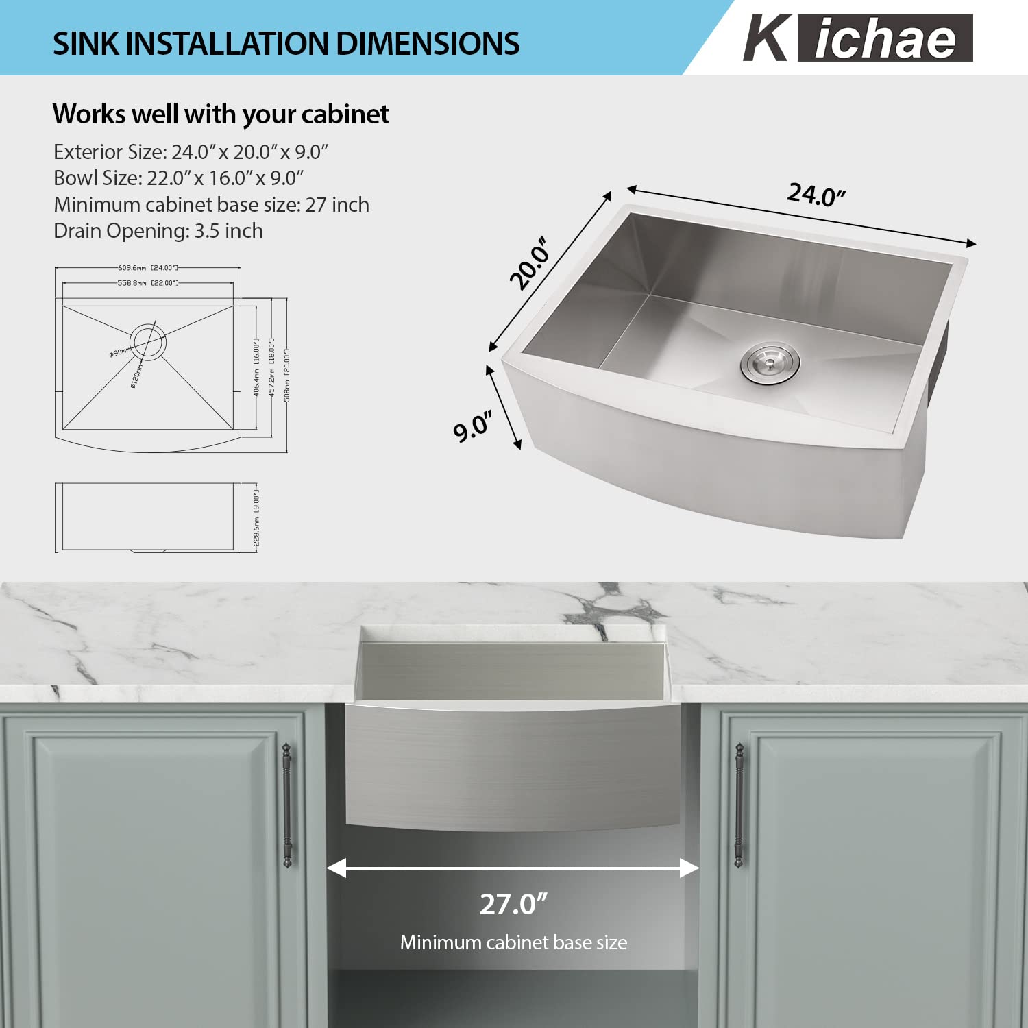Snapklik.com : 24 Small Farmhouse Sink - 24 Inch Farm Kitchen Sink ...
