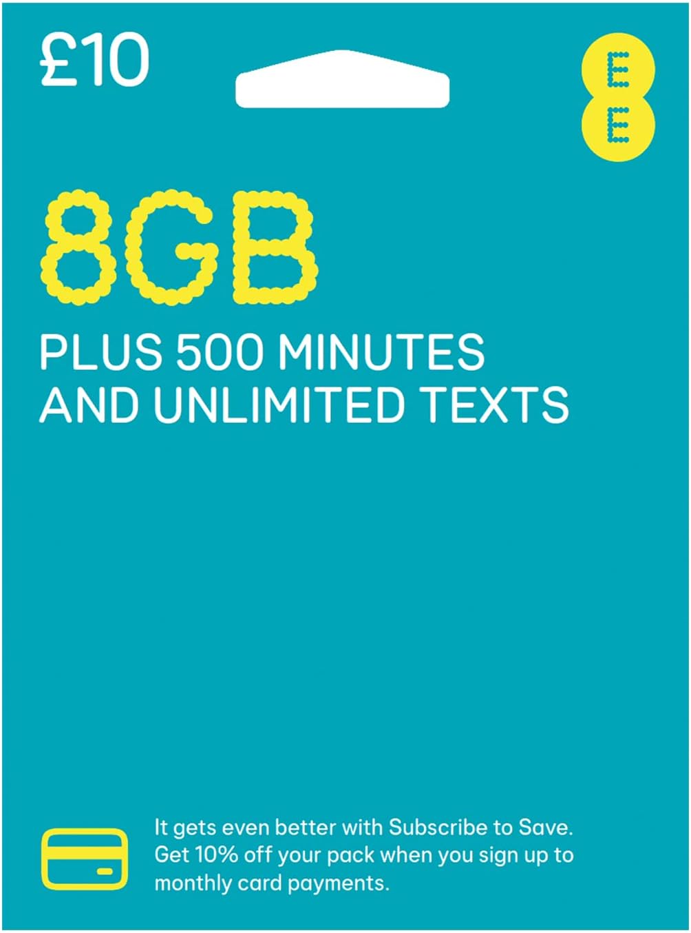 EE SIM Card UK PAYG £10 Bundle - 8GB + Unltd Texts & 500 Mins ...