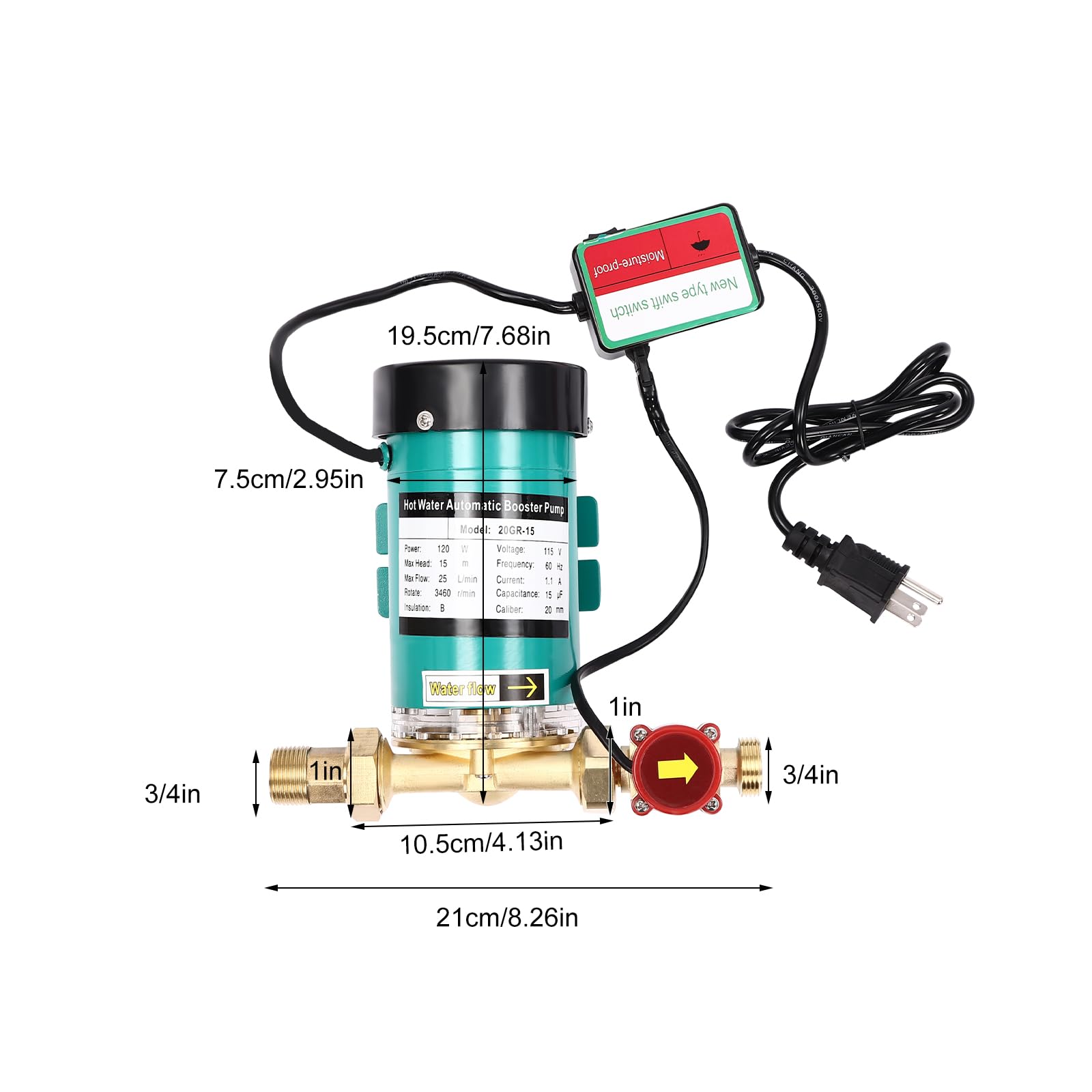 Whole House Pressure Booster VEVOR 120W Water Pressure Booster Pump ...