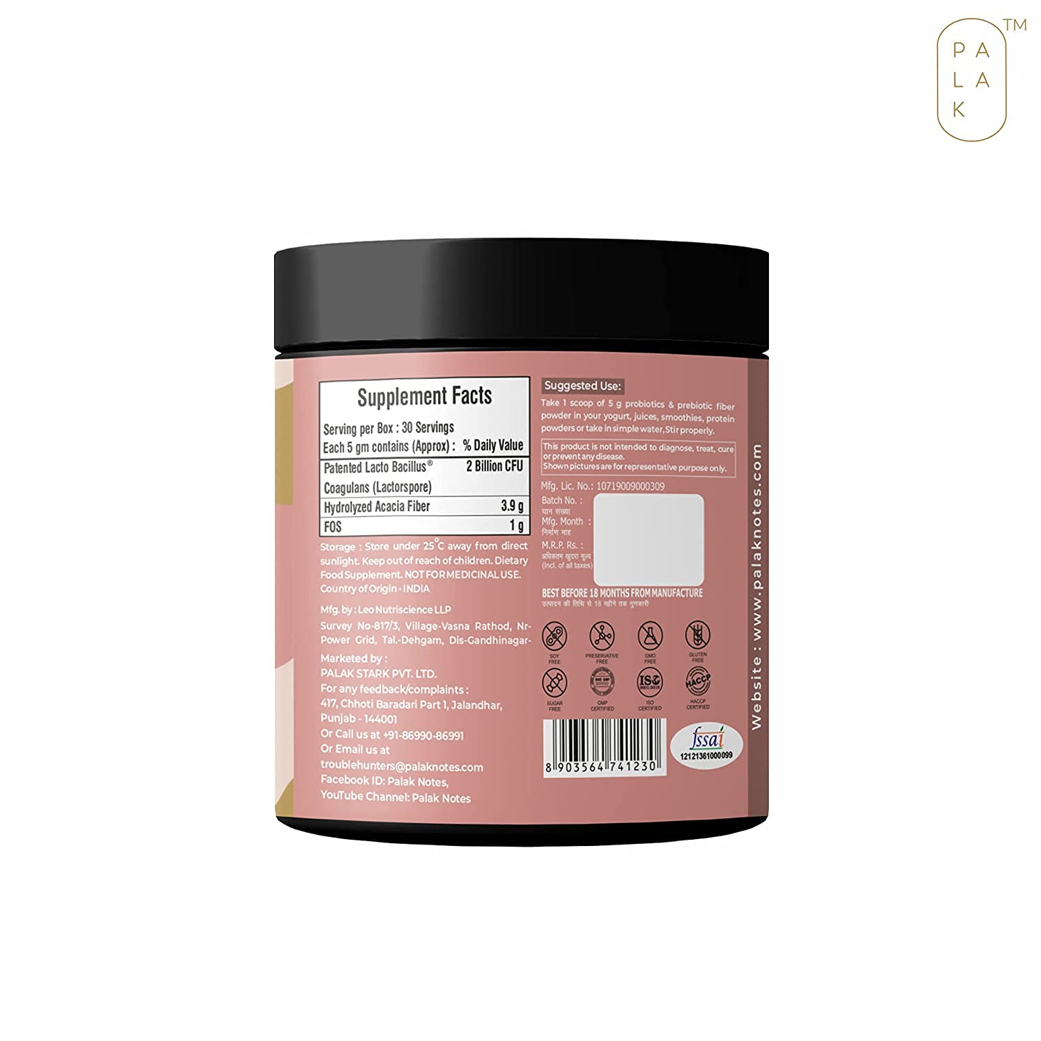 Buy Palak Notes: Probiotics & Prebiotic Fiber Powder for Men, Women ...