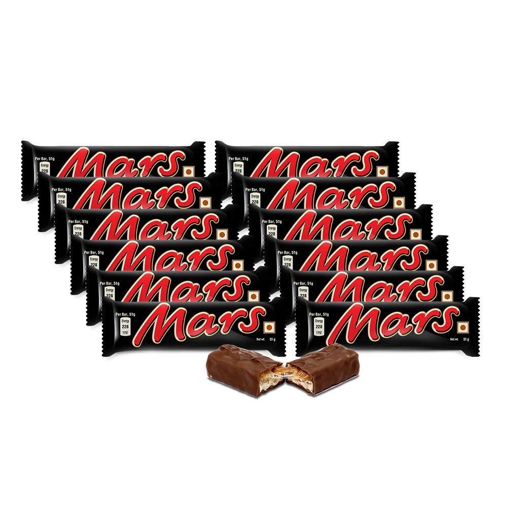 Snickers Mars Nougat and Caramel Chocolates Bar - 51g Bar (Pack of 12 ...