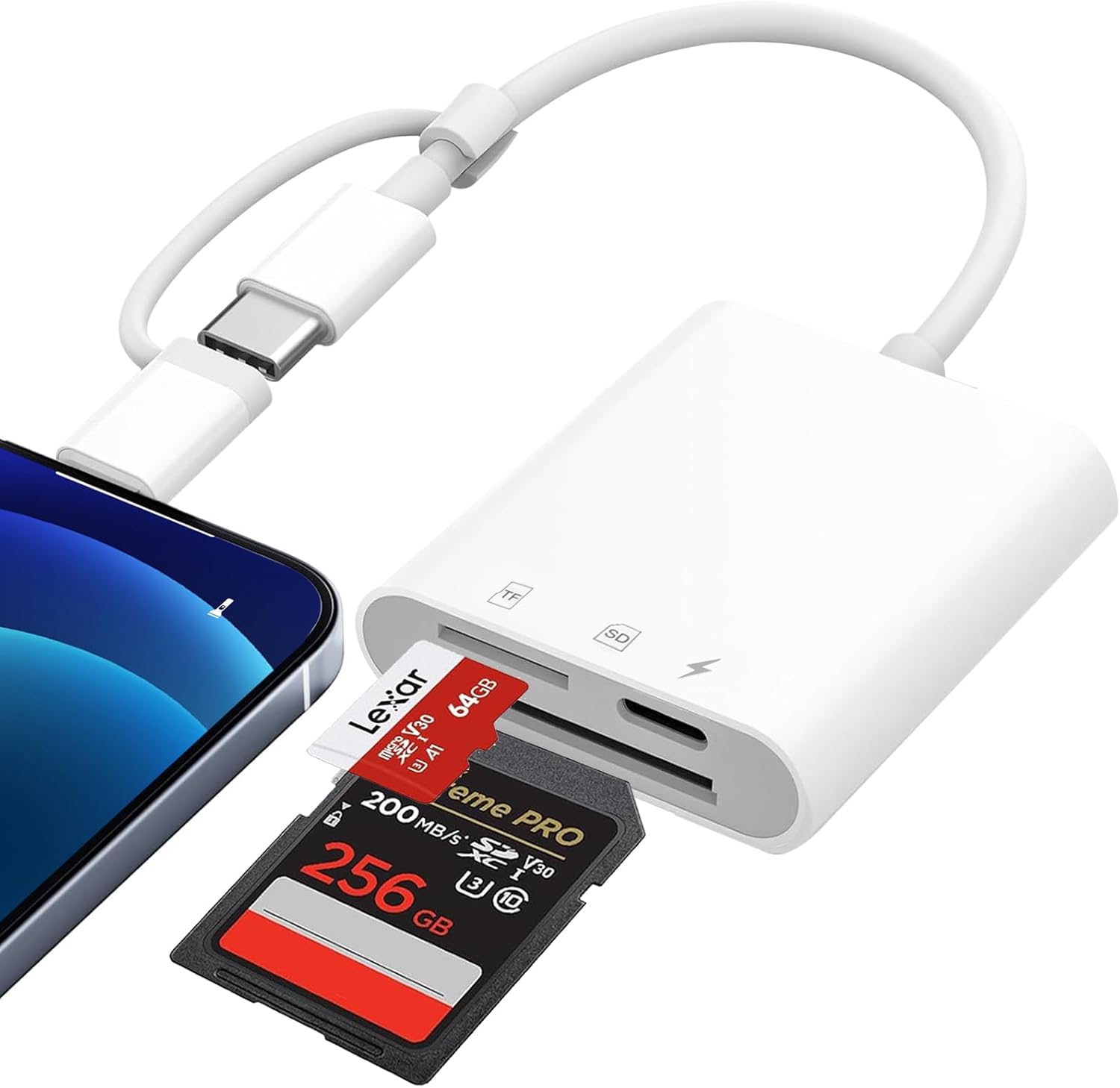 Amazon.com: SD Card Reader for iPhone iPad Mac, USB C & Lightning Dual ...