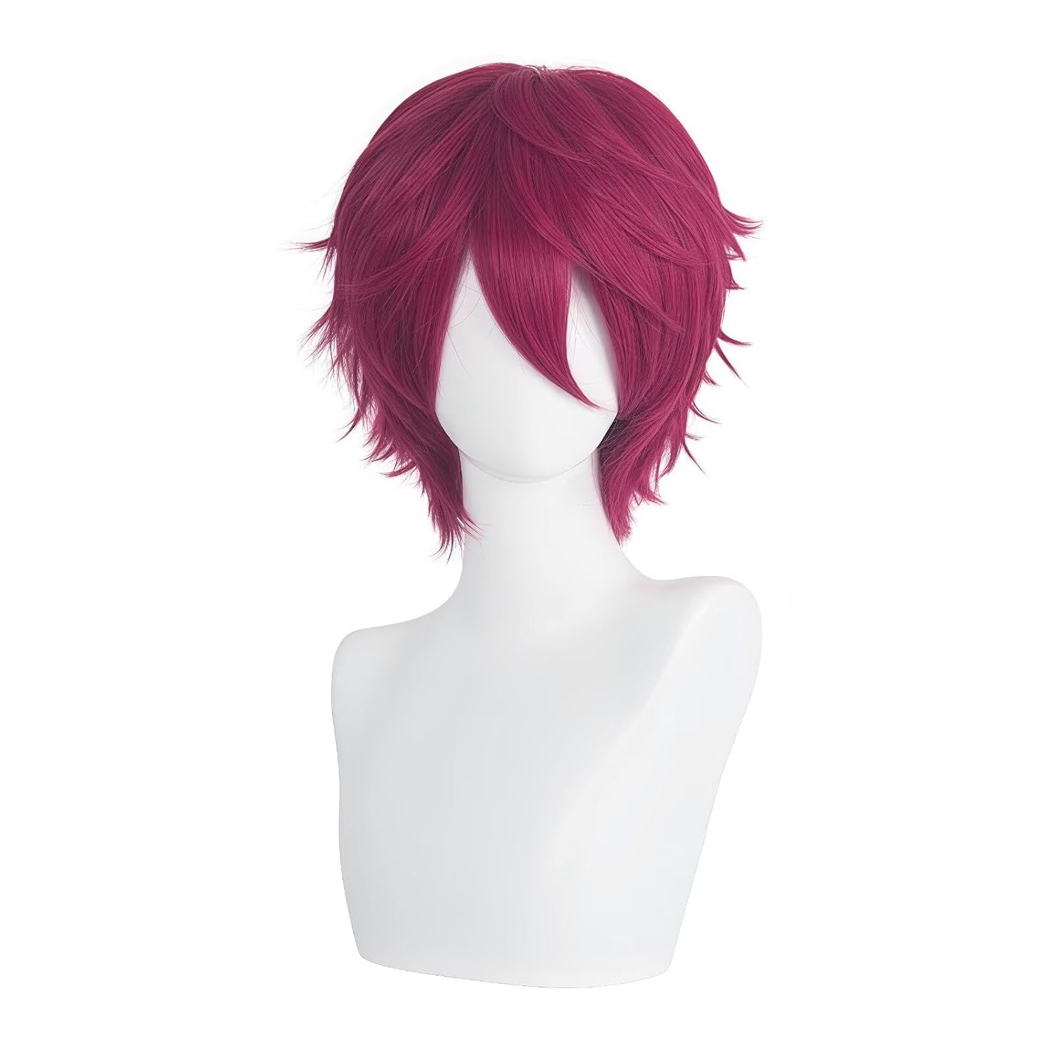 Amazon.com: COSPLAZA Dark Magenta Short Cosplay Wig Natural Fluffy Heat ...