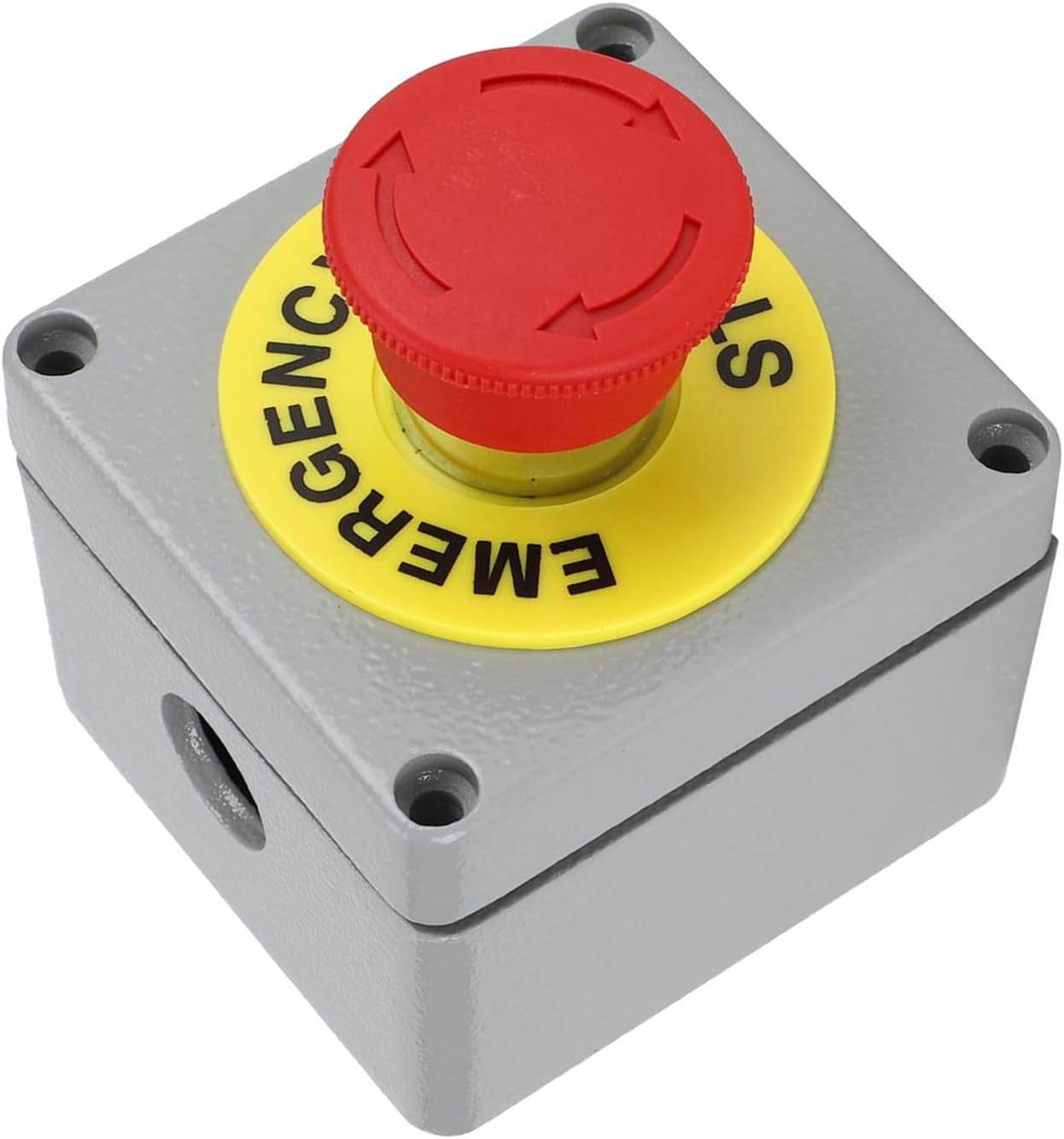 Waterproof Push Button Switch with Emergency Stop, Red Sign, Aluminum ...
