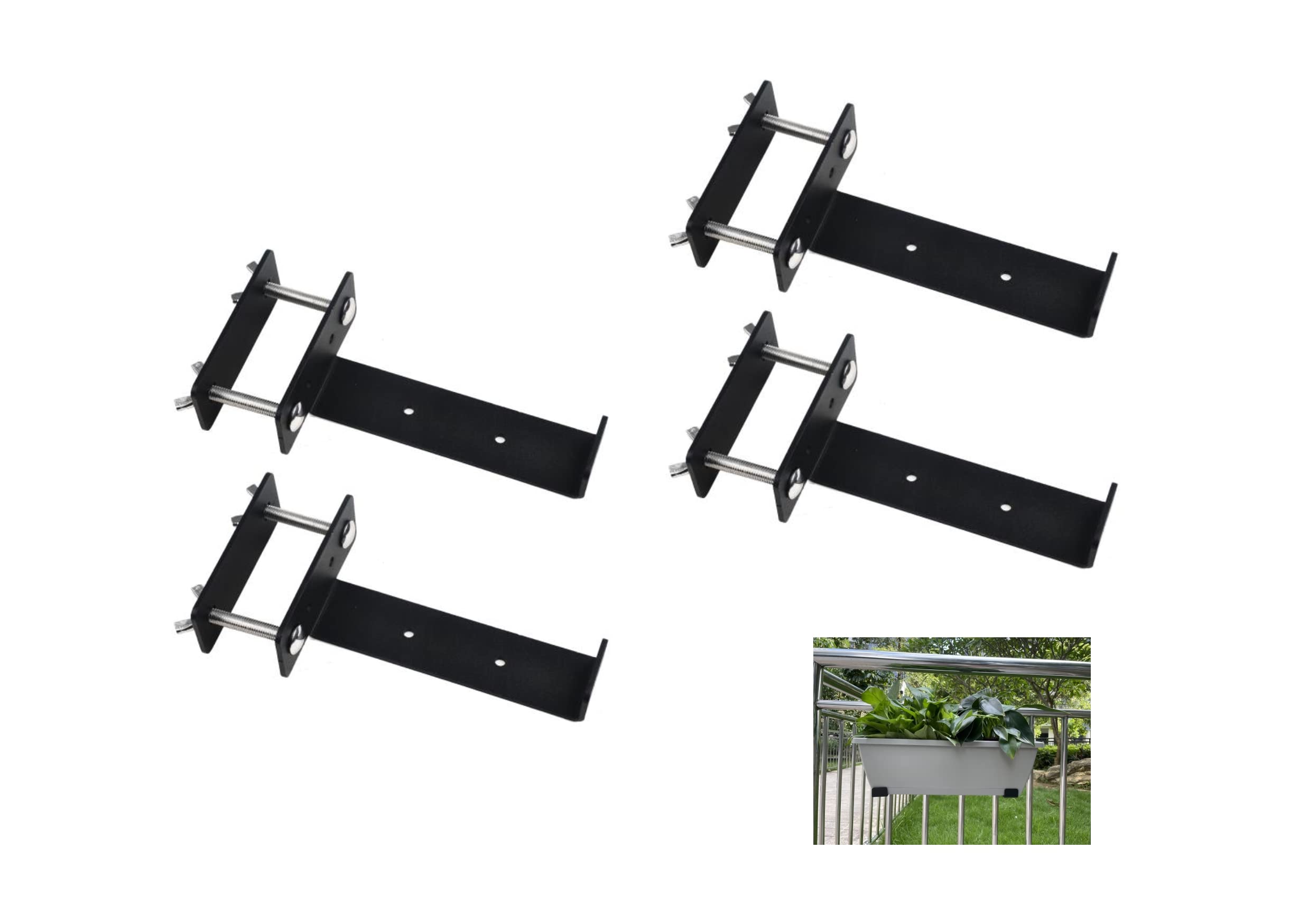 Amazon.com : Deck Railing Planter Box Brackets, Deck and Fence Rail ...