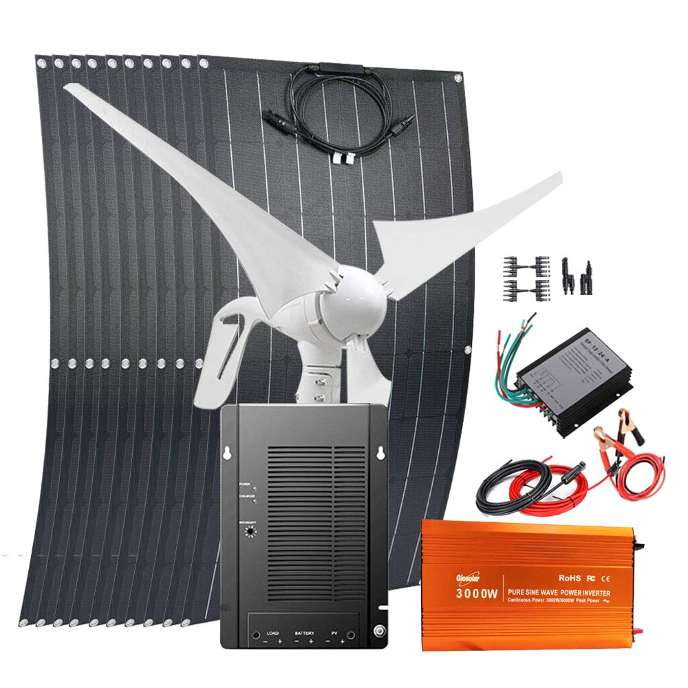 Buy DACURYSSO 1400 Watts Solar Wind House Kit Hybrid System with 300W ...