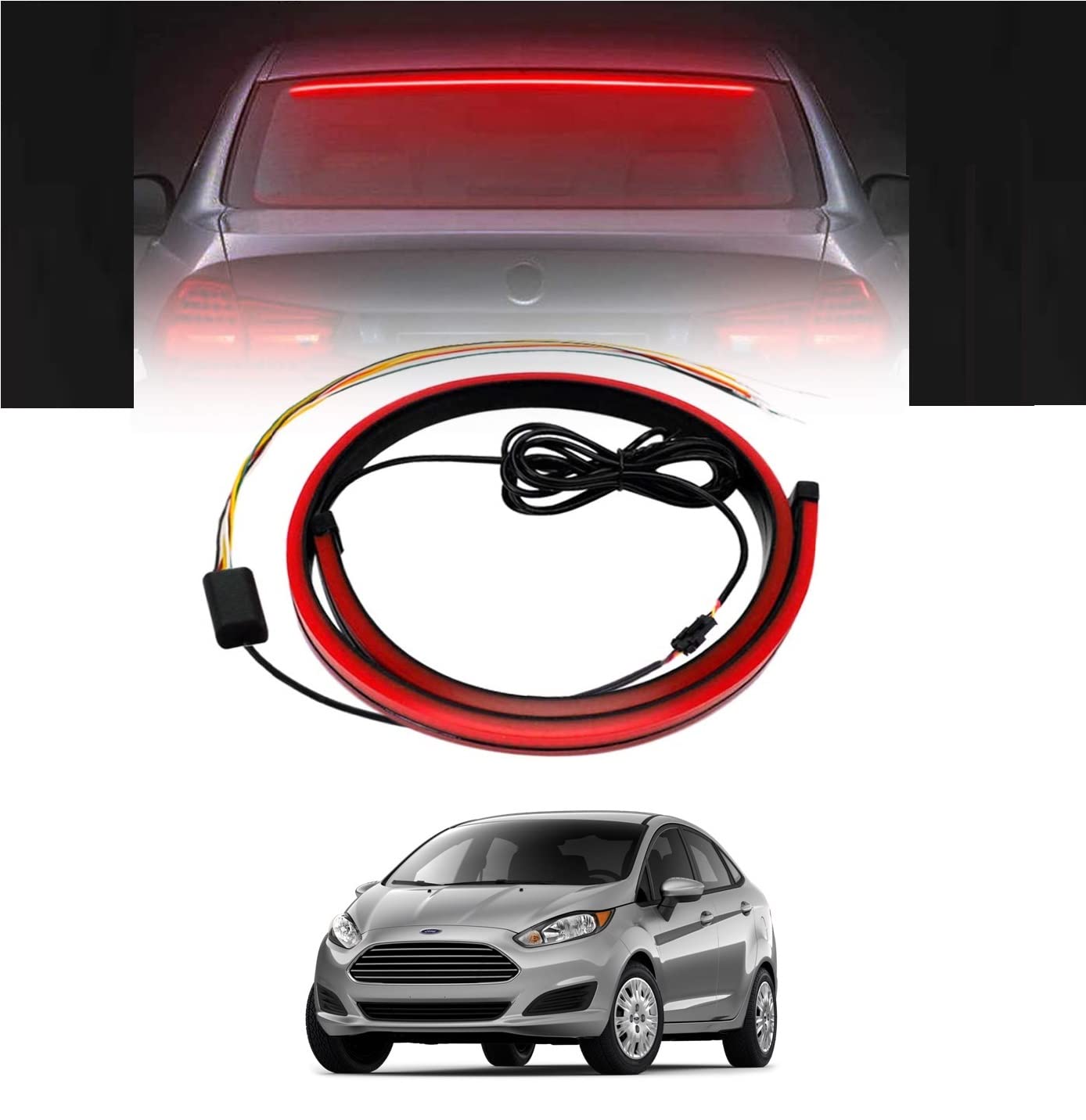 Buy AUTOSMARTLOOK Car 90CM Rear Windshield Brake Strip LED Red Warning ...