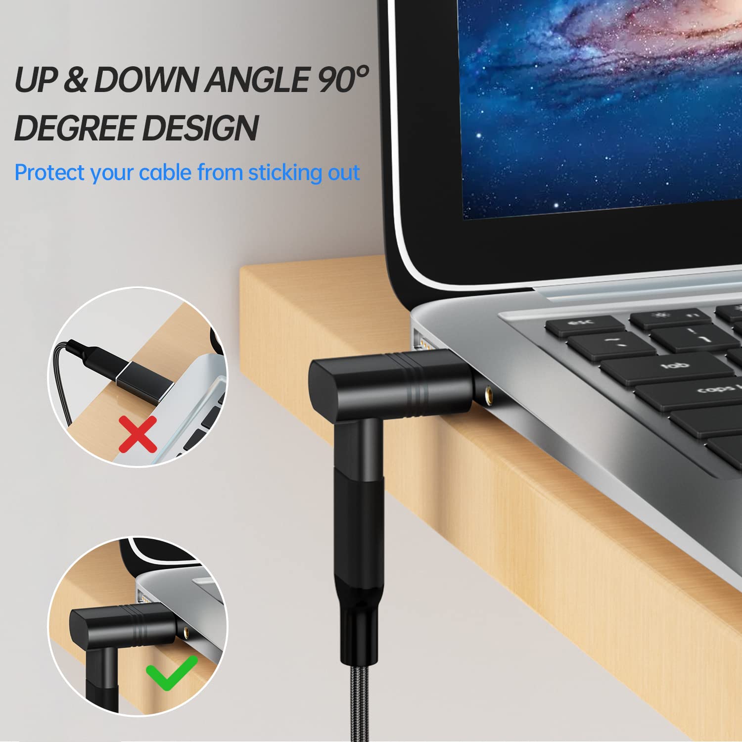 Snapklik.com : USB C 90 Degree Adapter 4Pack, 240W Up And Down L Shape ...