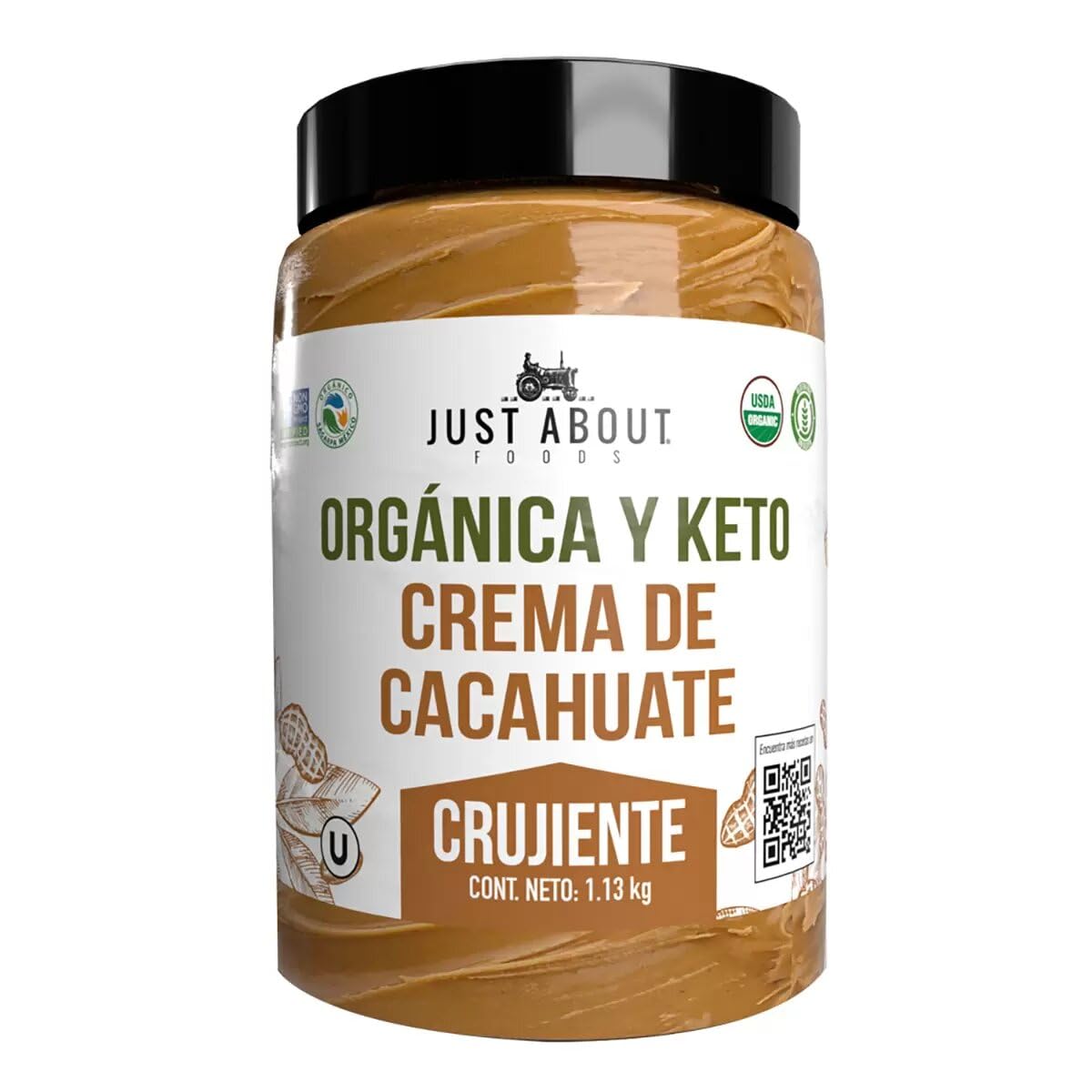 Just About Foods Crema de Cacahuate Organica y Keto Crujiente 1.13 kg ...