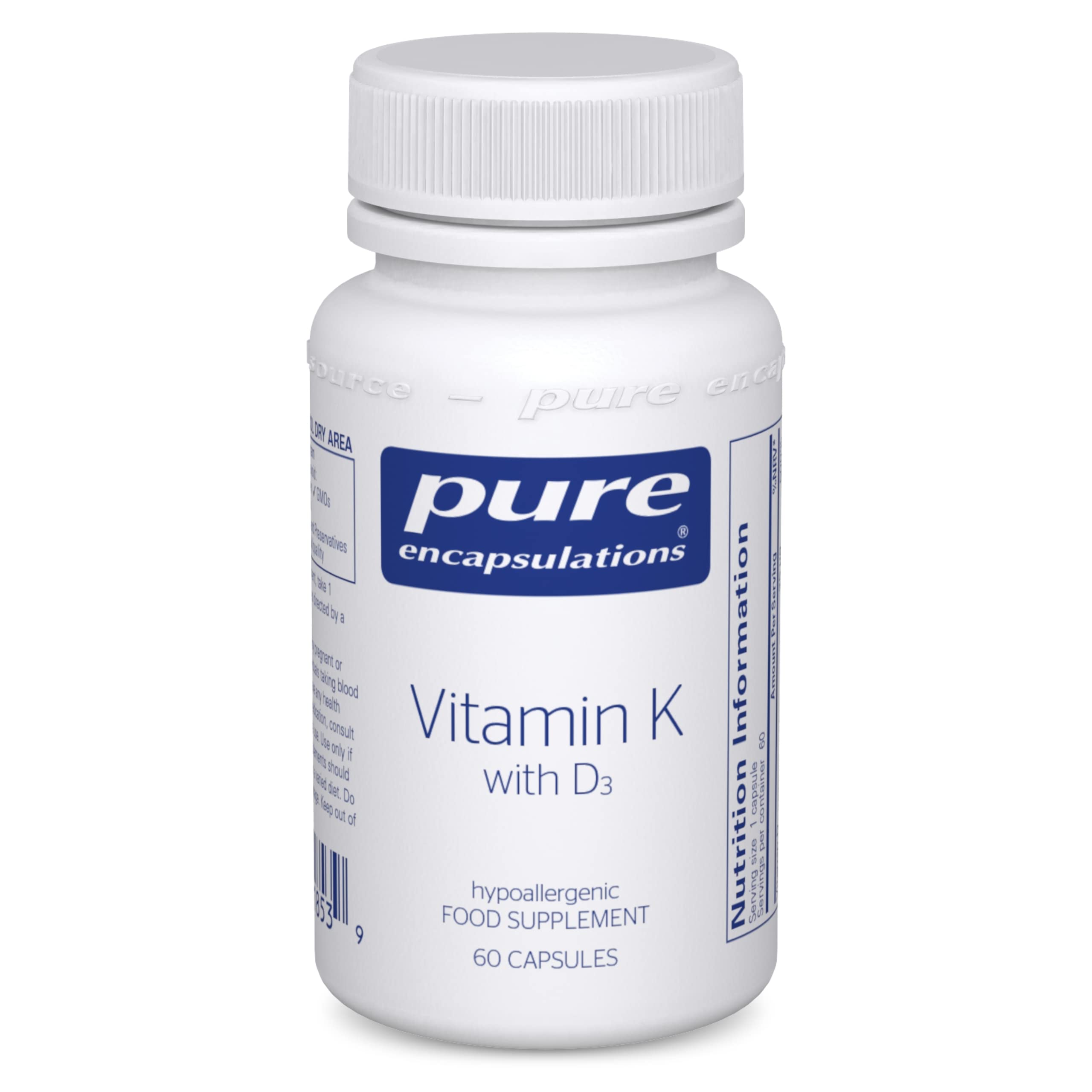 Buy Pure Encapsulations K With D3 Hypoenic Formula With K1 K2 And
