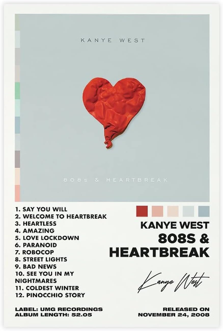 Amazon.com: 808s & Heartbreak Album Cover Poster Canvas Poster Wall Art ...