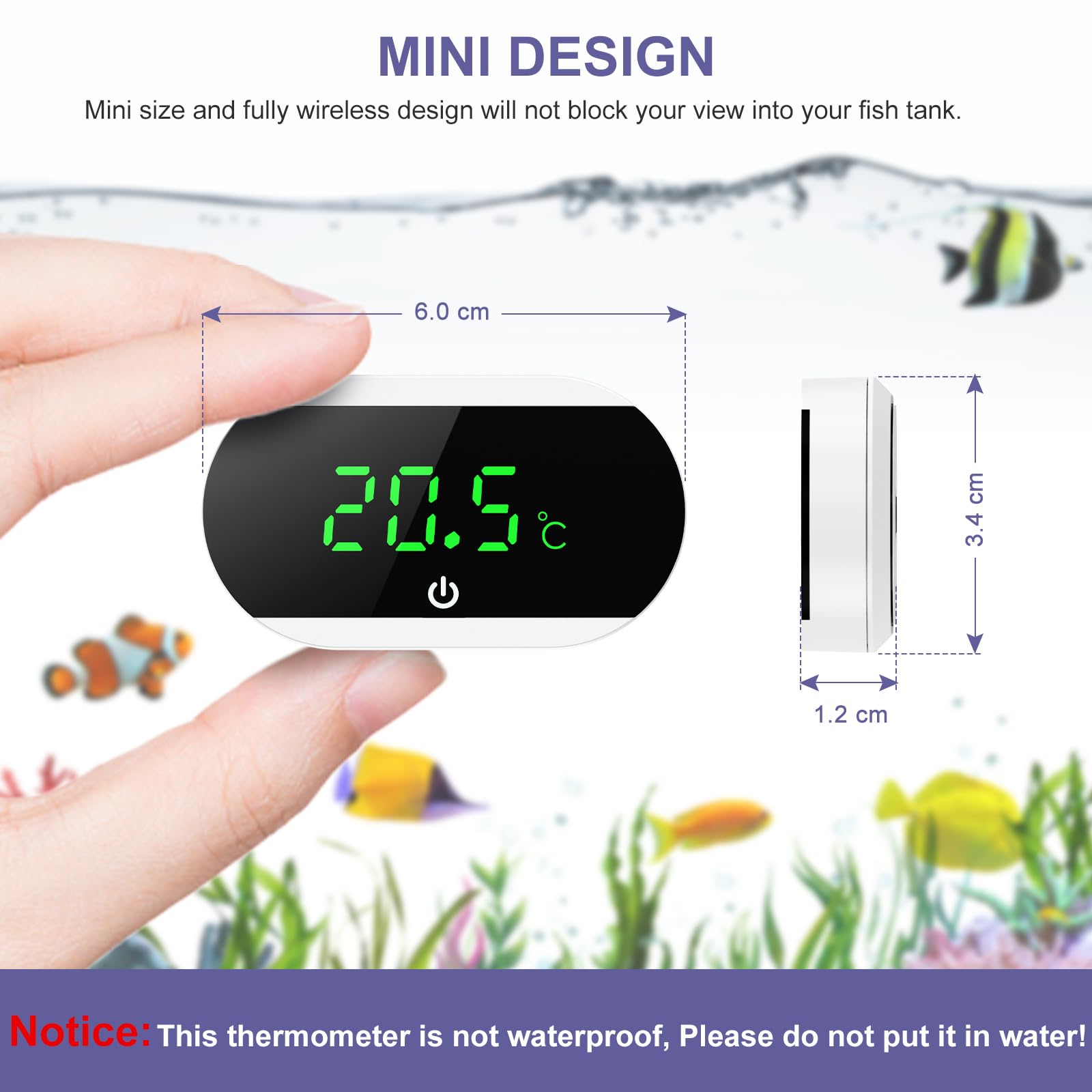 OQIMAX Mini Digital Aquarium Thermometer, LED Display Fish Tank ...