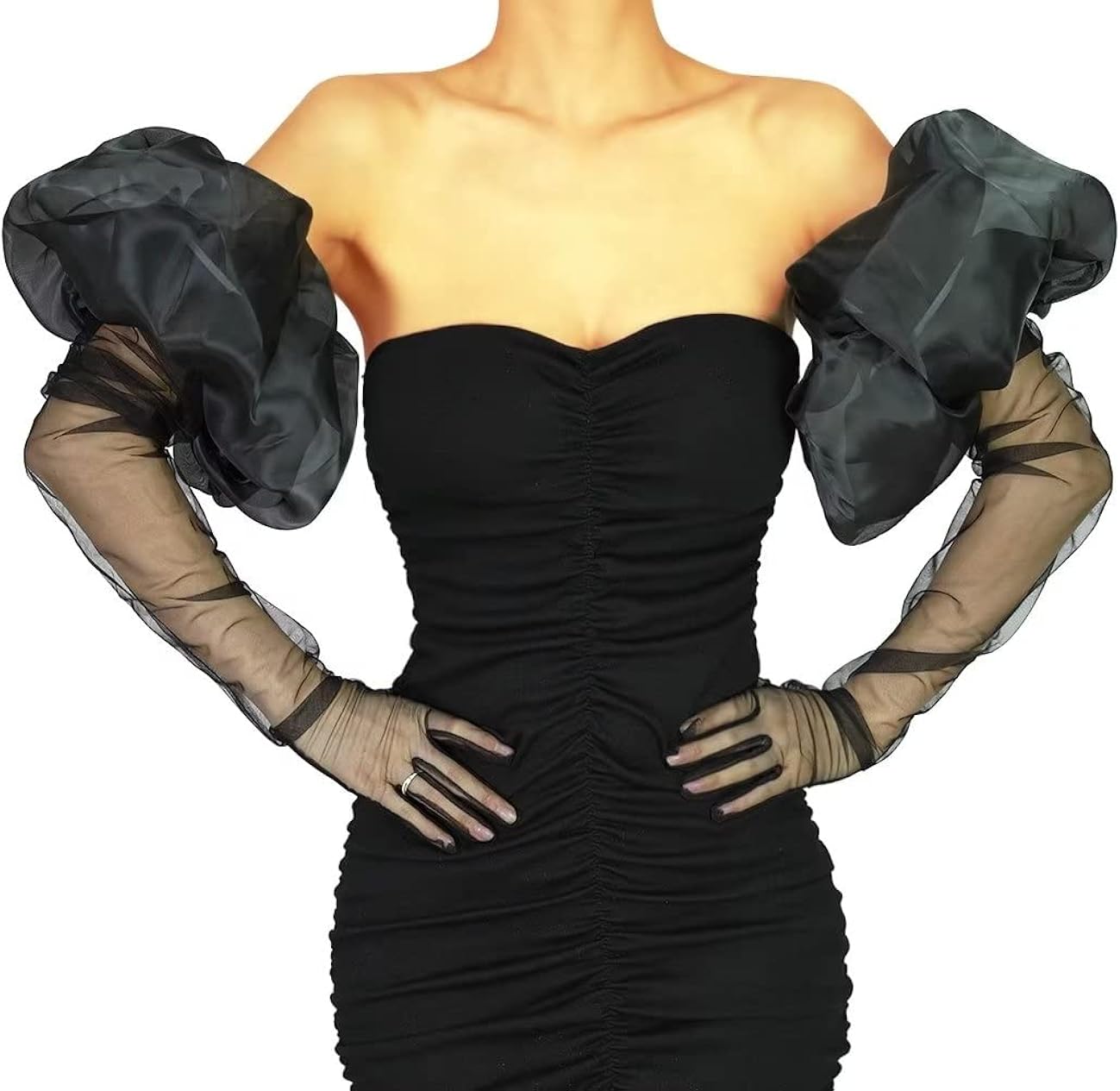 Amazon.com: XXDingbs Super Puff Sheer Long Gloves Oversize Tulle Mesh ...