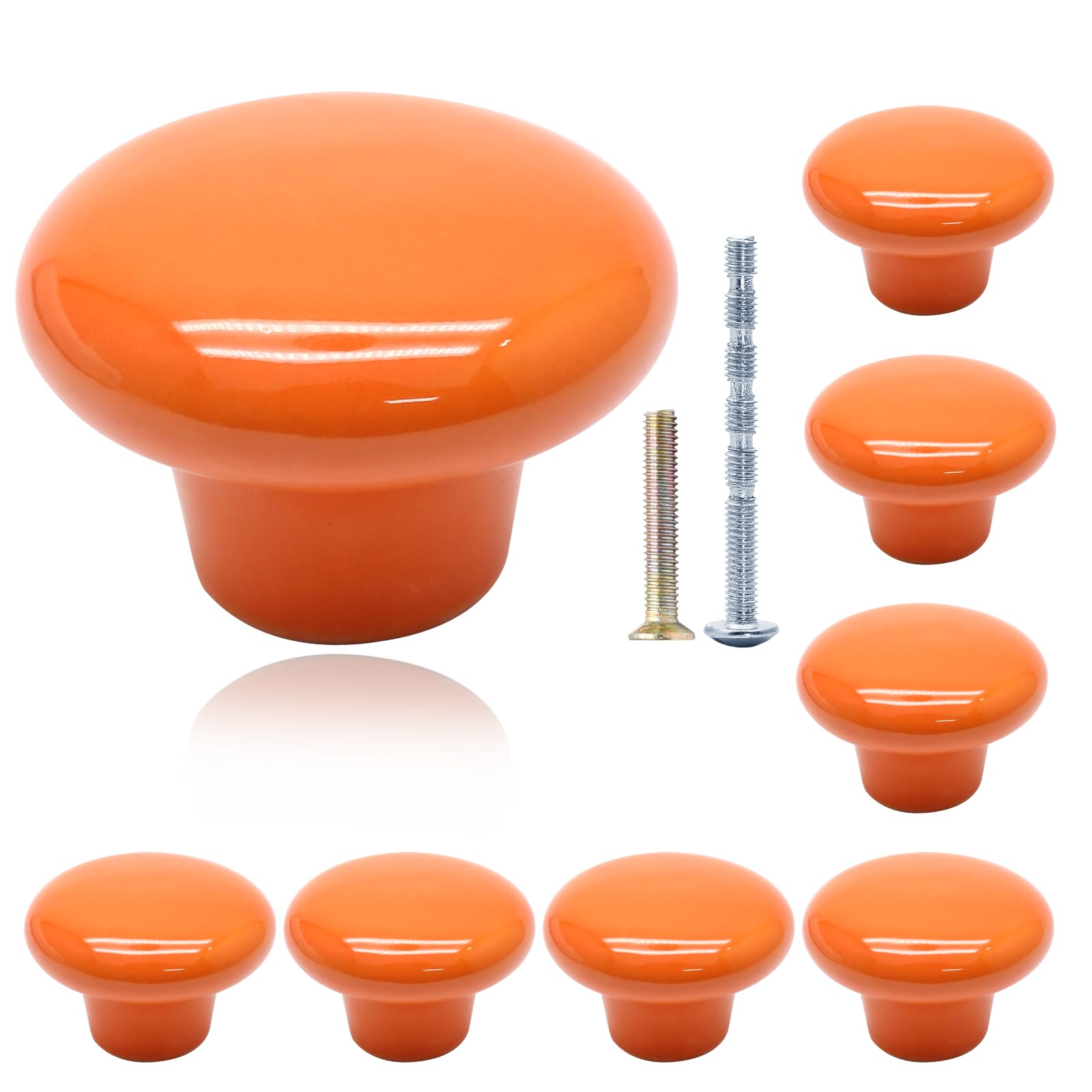 suiwotin 8pcs Orange Ceramic Knobs, Round Ceramic Cabinet Knobs, Pantry Cabinet Knobs Pulls ...