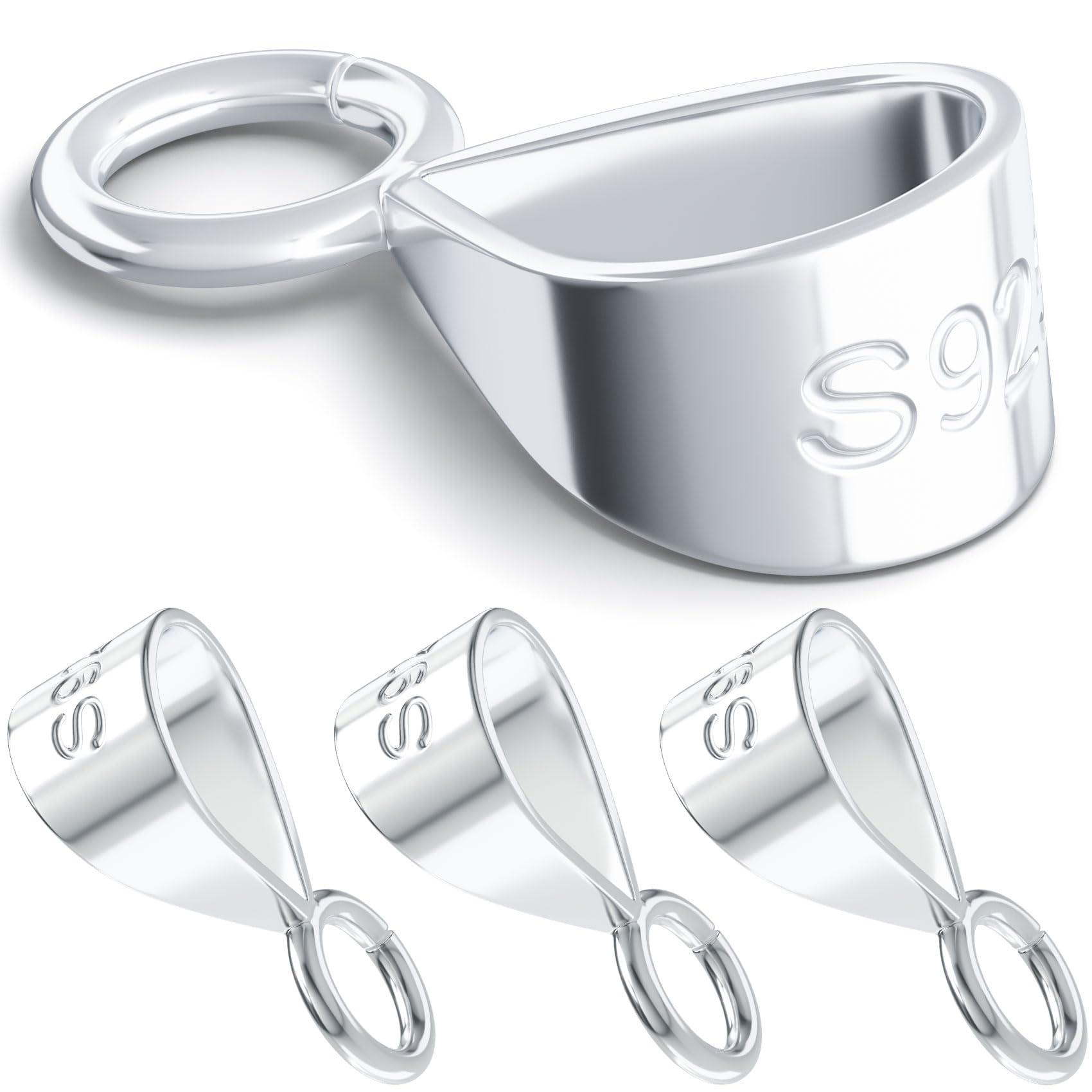 Amazon.com: OIIKI 4PCS 925 Sterling Silver Pendant Clasp Bail with Open ...