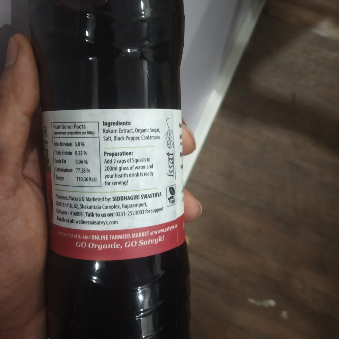 S Siddhagiri's SATVYK THE HEALTH re STORE Organic Kokum Squash-700ml ...