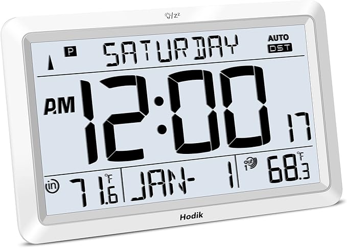 Amazon.com: HODIK Atomic Clock with Indoor Outdoor Temperature Wireless ...
