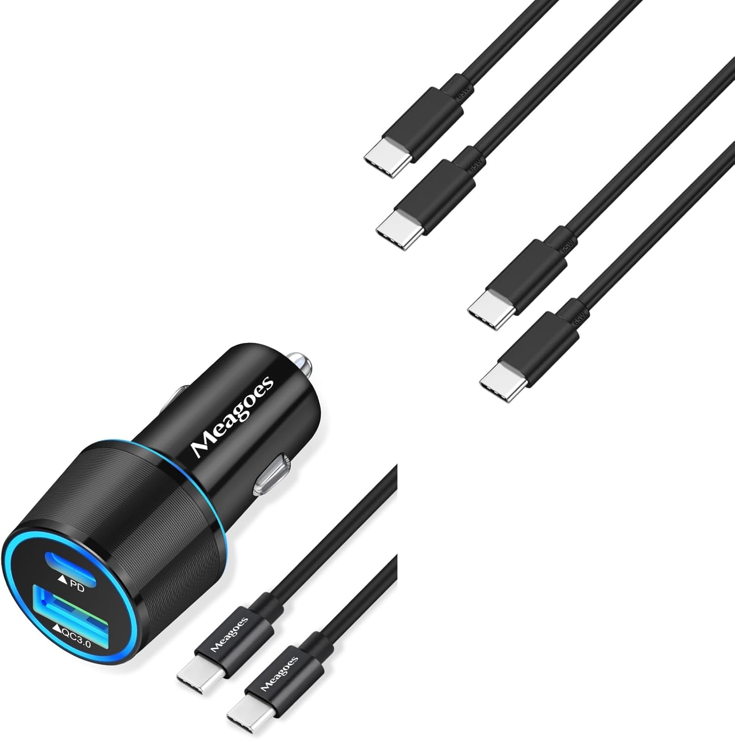 Amazon.com: Meagoes 48W 2-Port Fast Charging USB C Car Charger Adapter ...