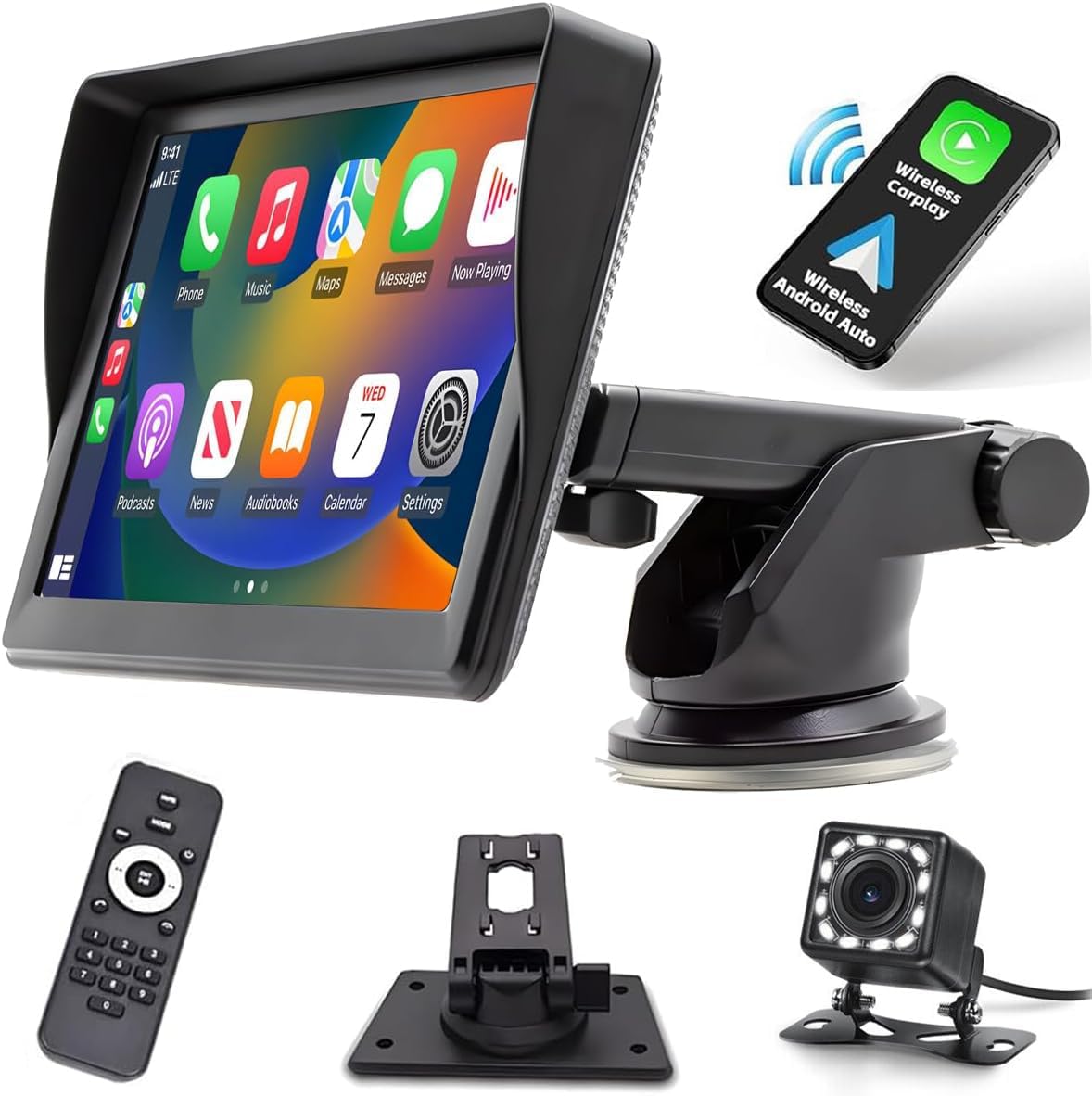 Amazon.com: Hikity 7" Portable Wireless Touch Screen Apple CarPlay and ...