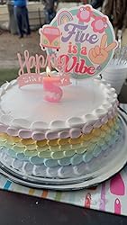 Amazon.com: Sinasasspel Five is a Vibe 5th Birthday Party Decorations Groovy Banner Cake Toppers ...