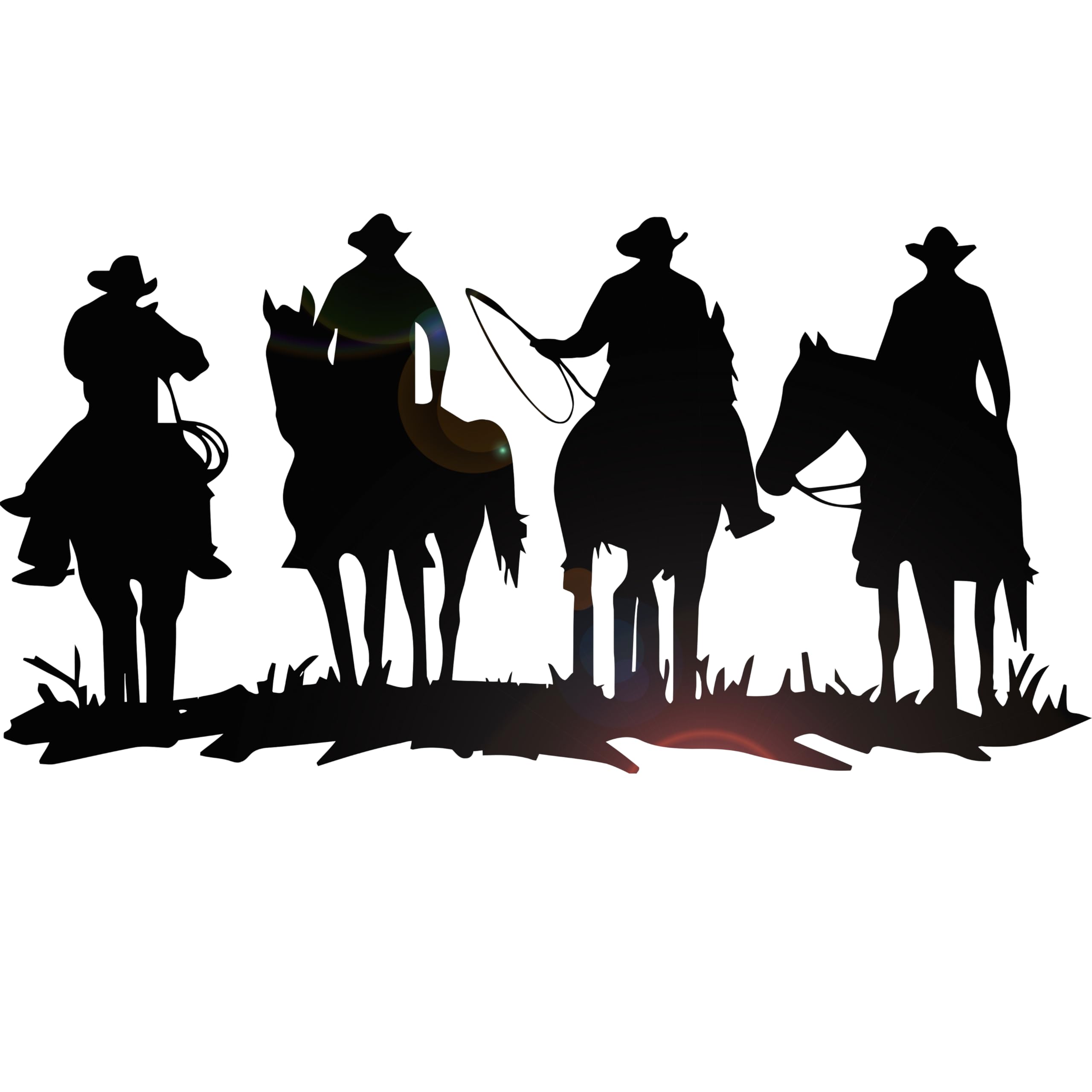Amazon.com: Vinyl Wall Decal Cowboys Riding Horses Silhouette Country ...