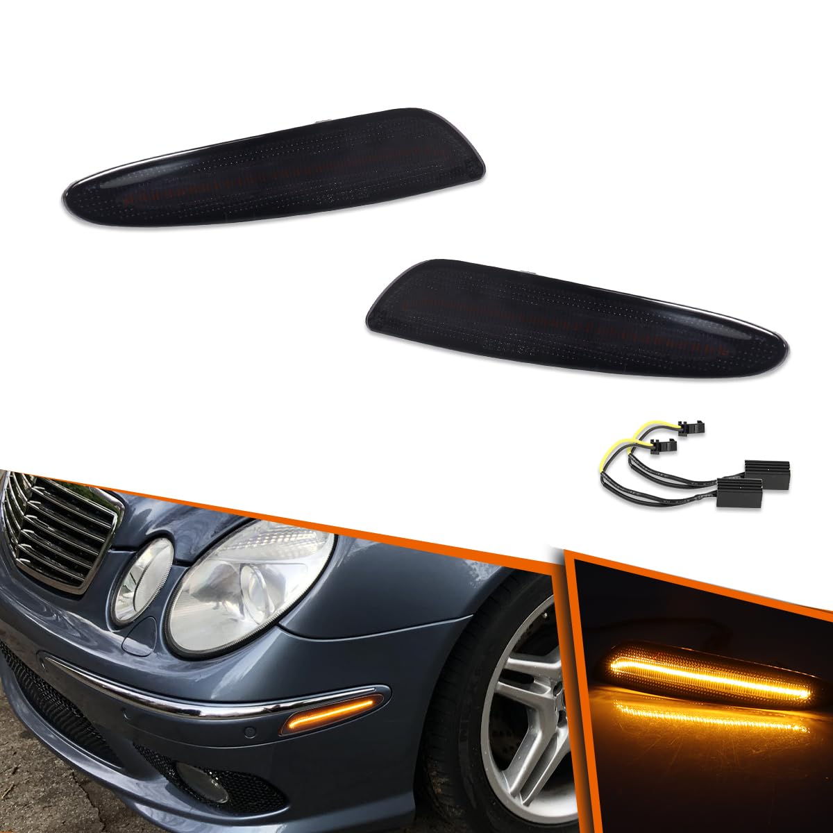 Snapklik.com : For 2003-2006 Mercedes W211 E-Class Smoked Lens Amber ...