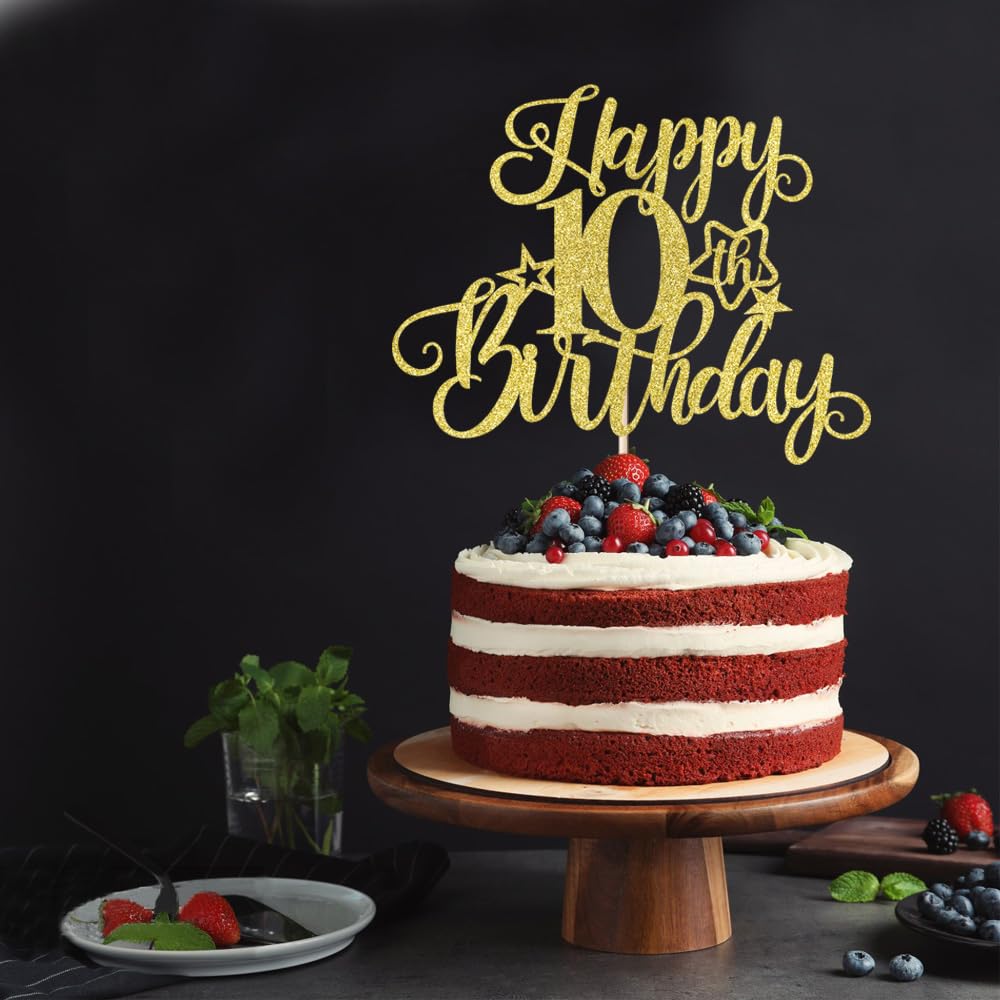 Snapklik.com : Happy 10th Birthday Cake Topper,Childrens Birthday Cake ...