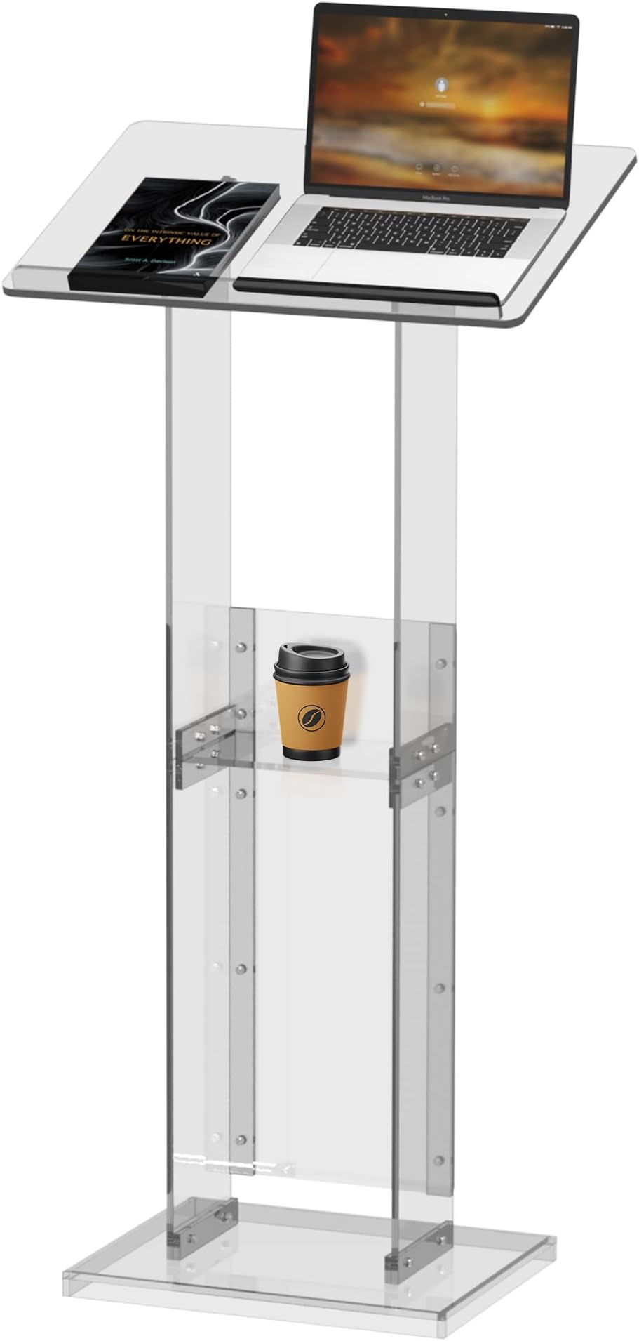 Amazon.com : Acrylic Podium Stand, 43" Clear Black Podium with Storage ...