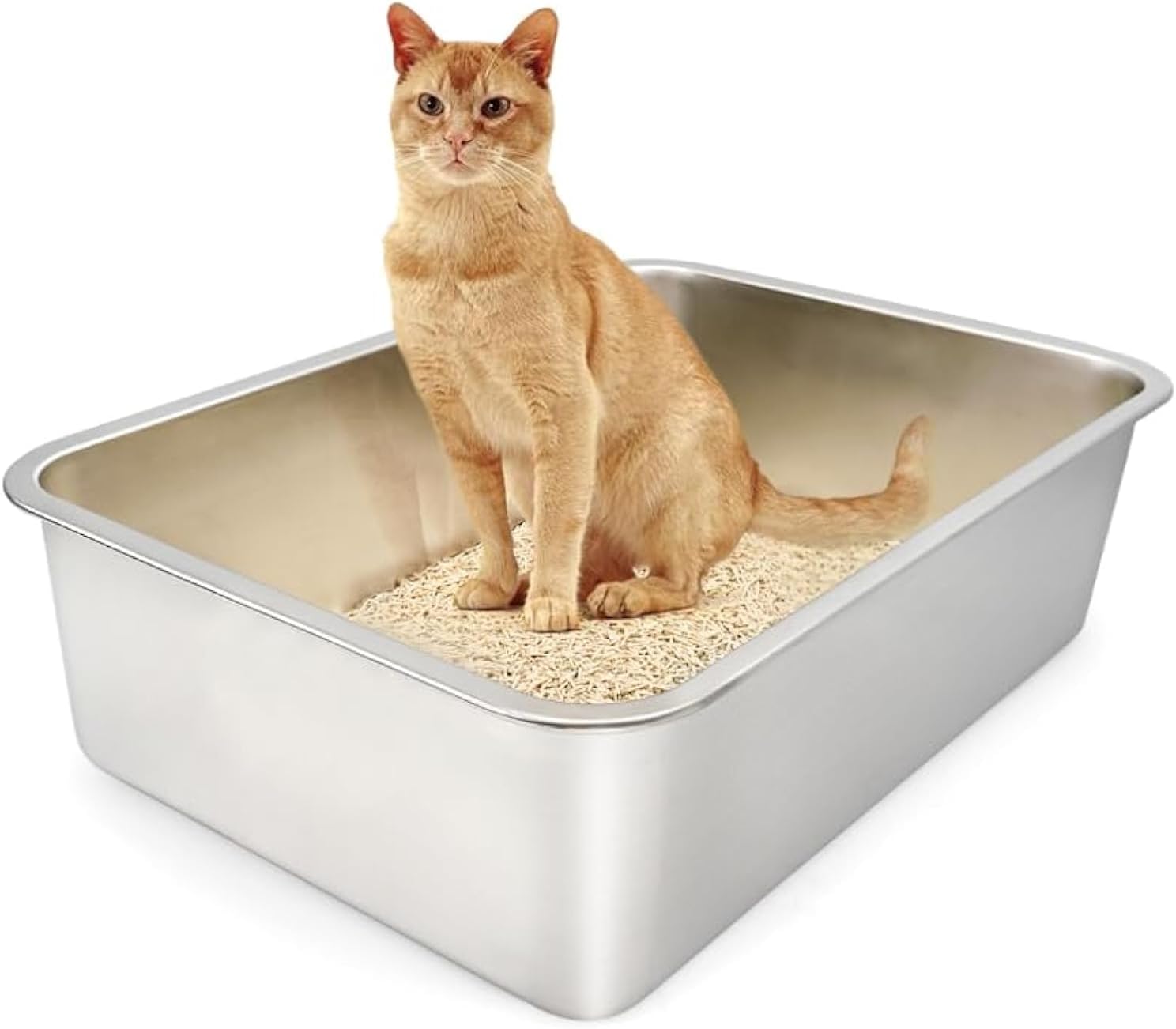 Yangbaga Cat Litter Tray 20"*14"*6" Stainless Steel, Odourless and ...
