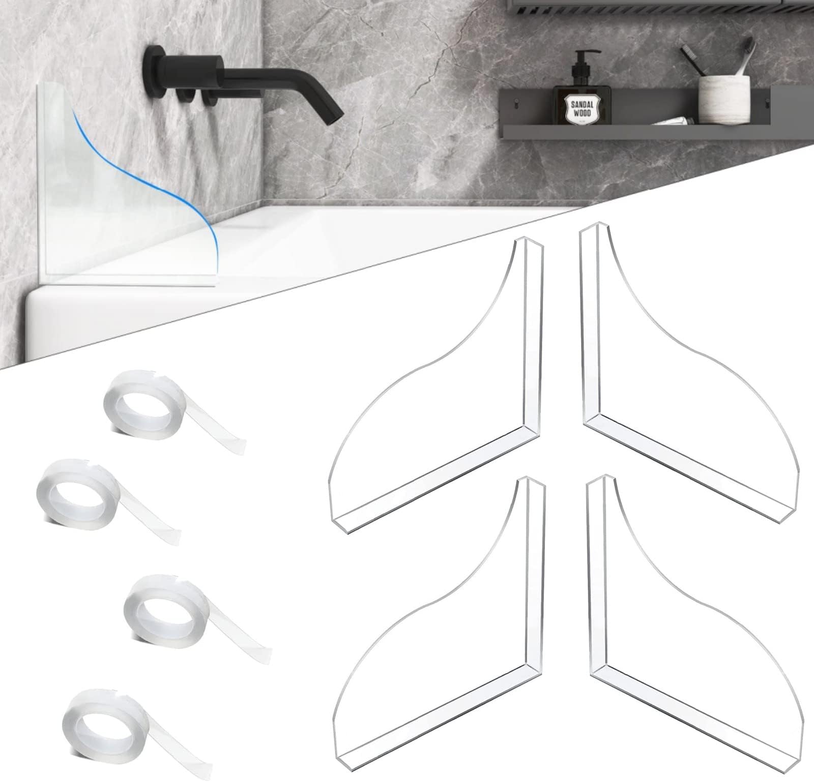 Amazon.com: TIPIPARK 4 Pieces Shower Splash Guard - 4 Tapes Shower ...