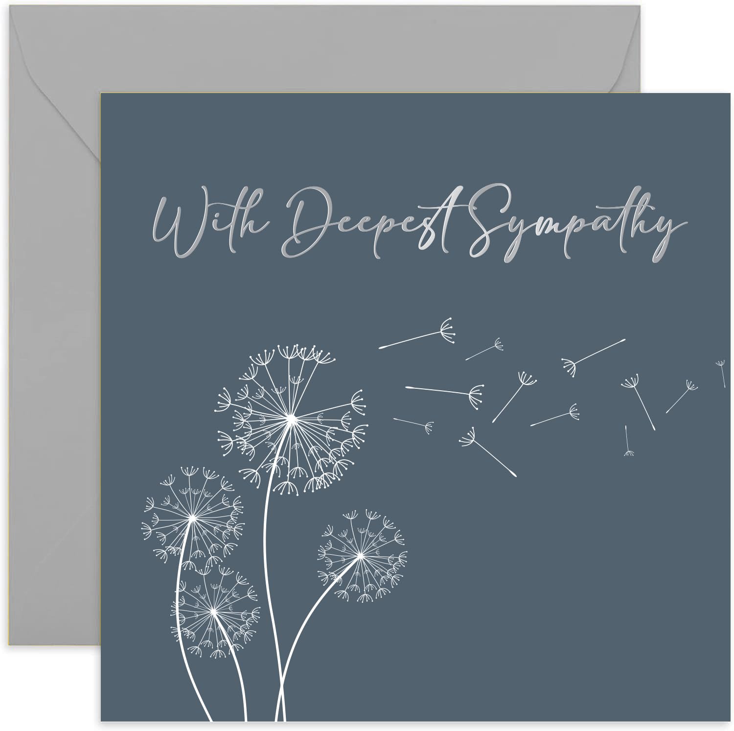 Amazon.com : With Deepest Sympathy Card - Grey Blue Dandelion ...