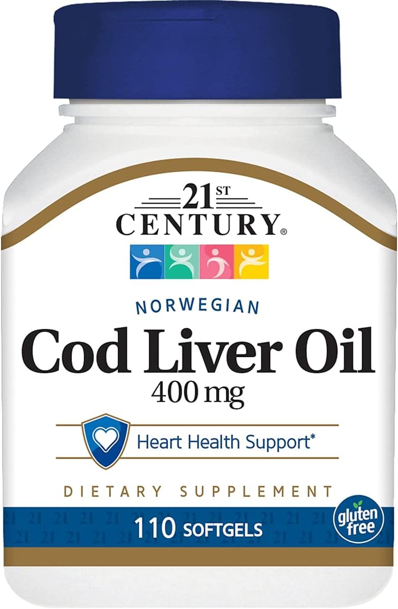 Amazon.com: 21st Century Norwegian Cod Liver Oil, 400 mg, 110 Softgels ...