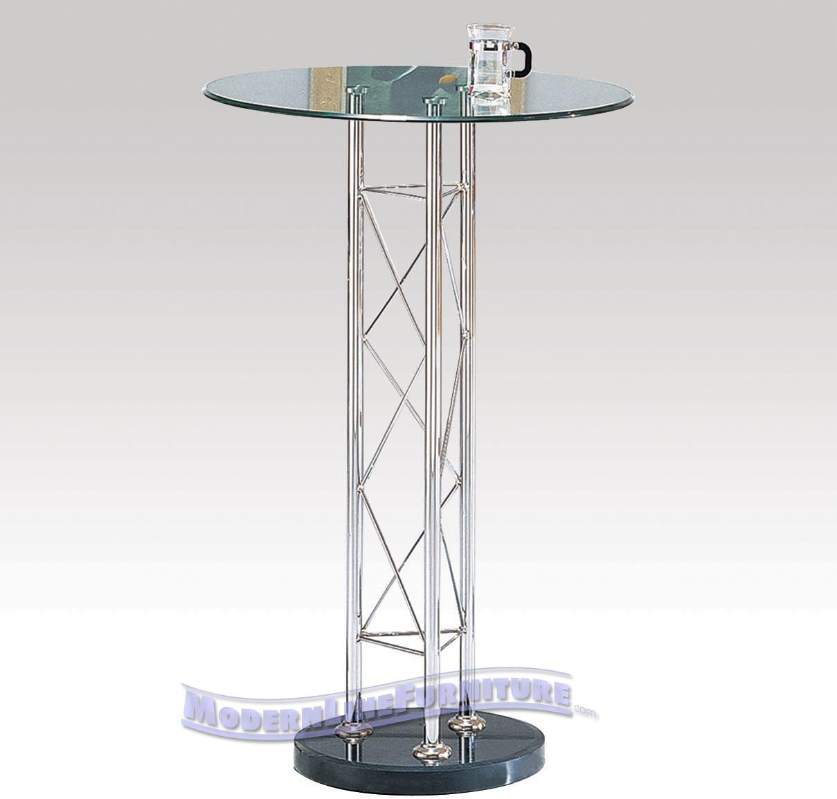 Amazon.com: Contemporary Furniture Tempered Glass Bar Table with Chrome ...