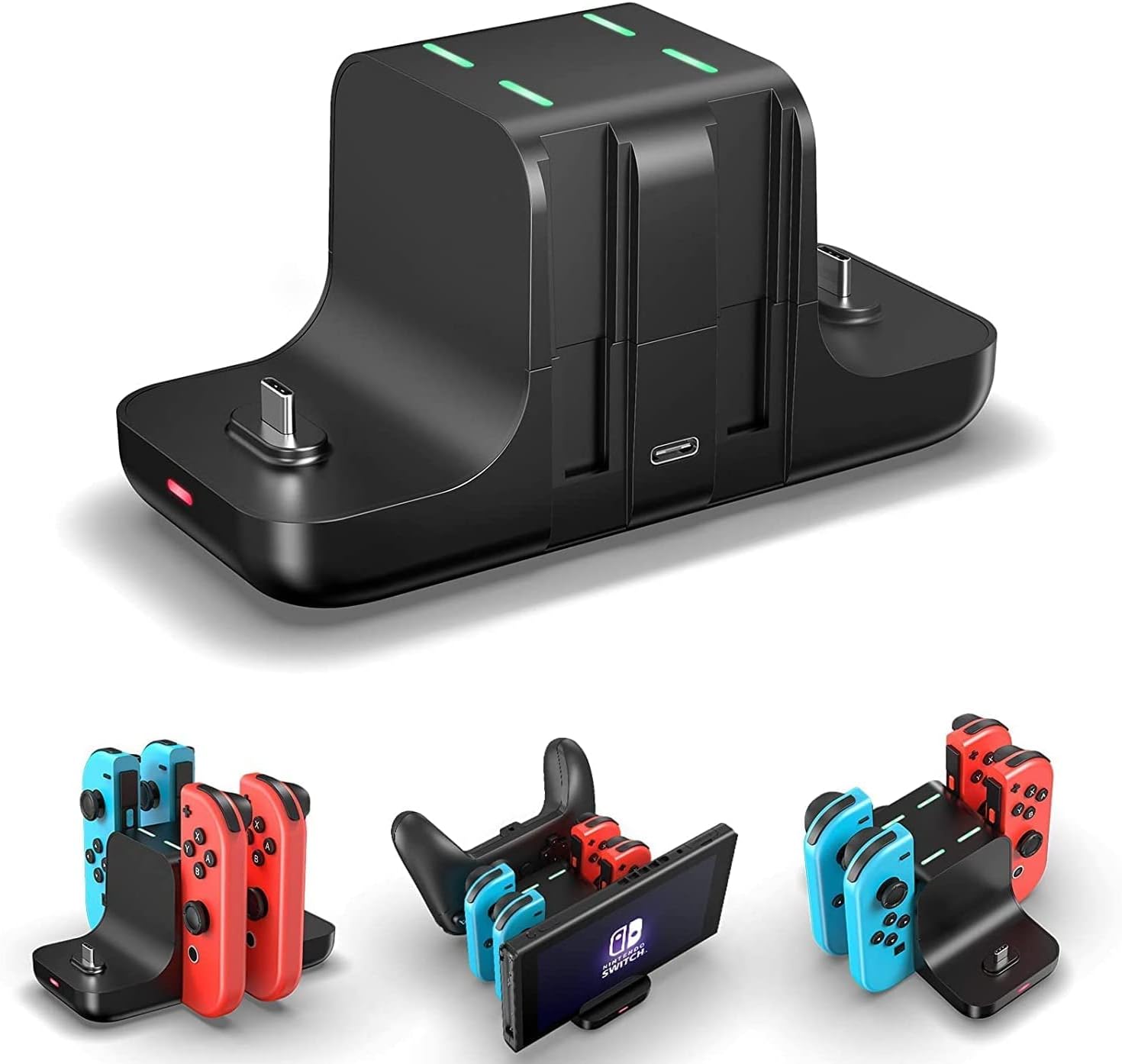 Charging Dock Stand for Nintendo Switch Joy-Con, 6 in 1 Type-C USB 2.0 ...