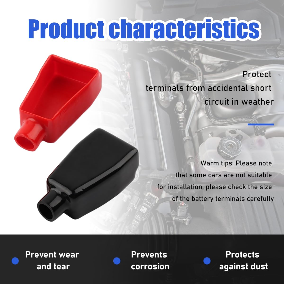 Snapklik.com : 2 PCS Battery Terminal Covers For Car, Flexible Battery ...