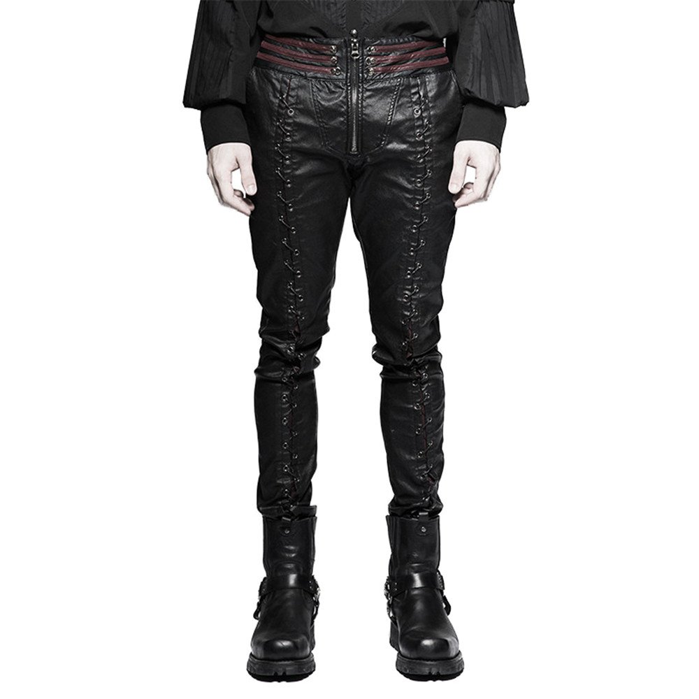 Peony Ghost Steampunk Men Lace Up Leather Pants Gothic Vampire ...
