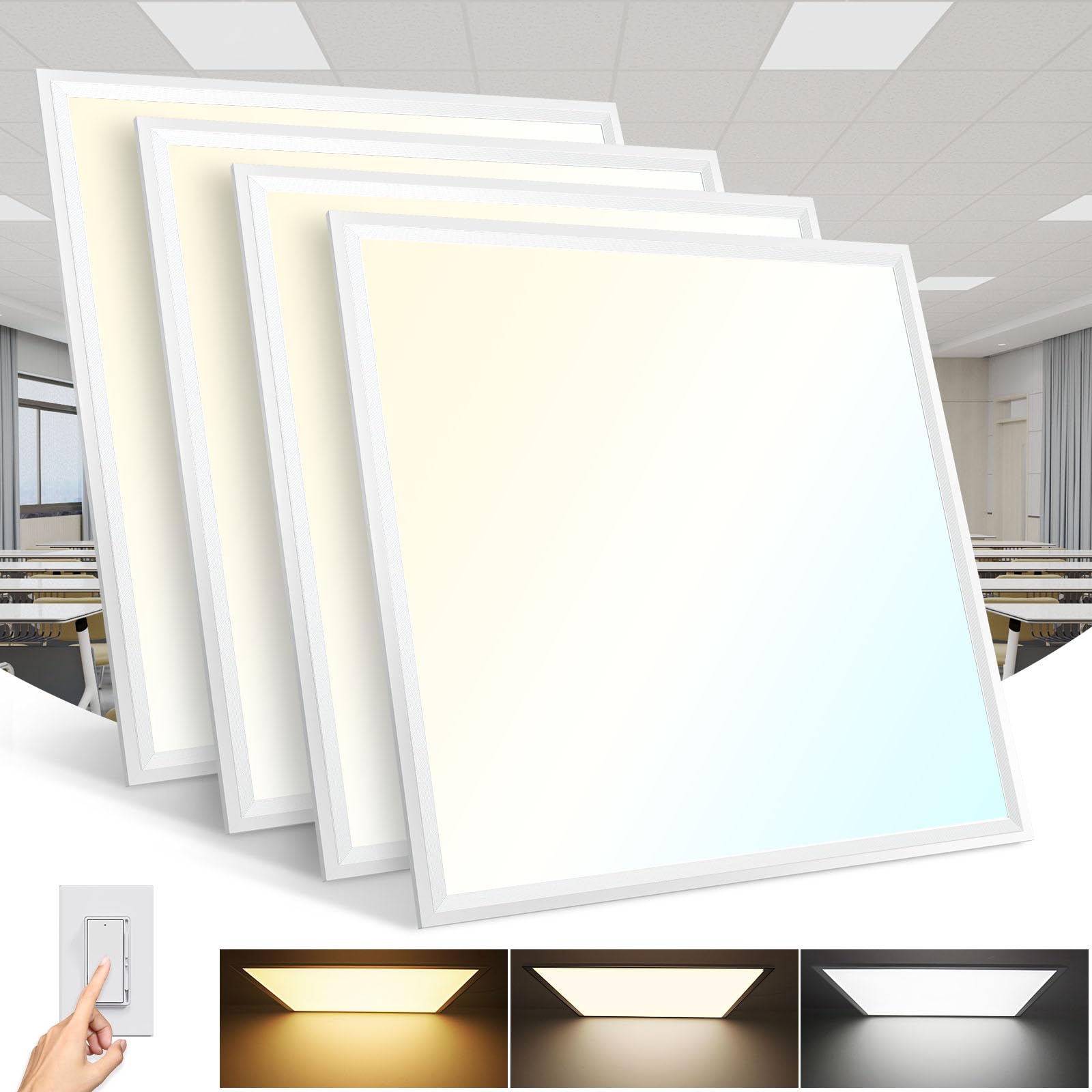 2x2 LED Flat Panel Light-40W 4400LM Brighter-Change 3000K/4000K/5000K ...