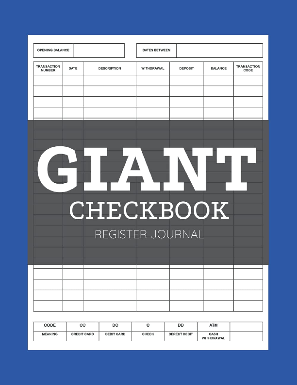 Amazon.com: Giant Checkbook Register Journal: Large 8.5"x11" Check and ...