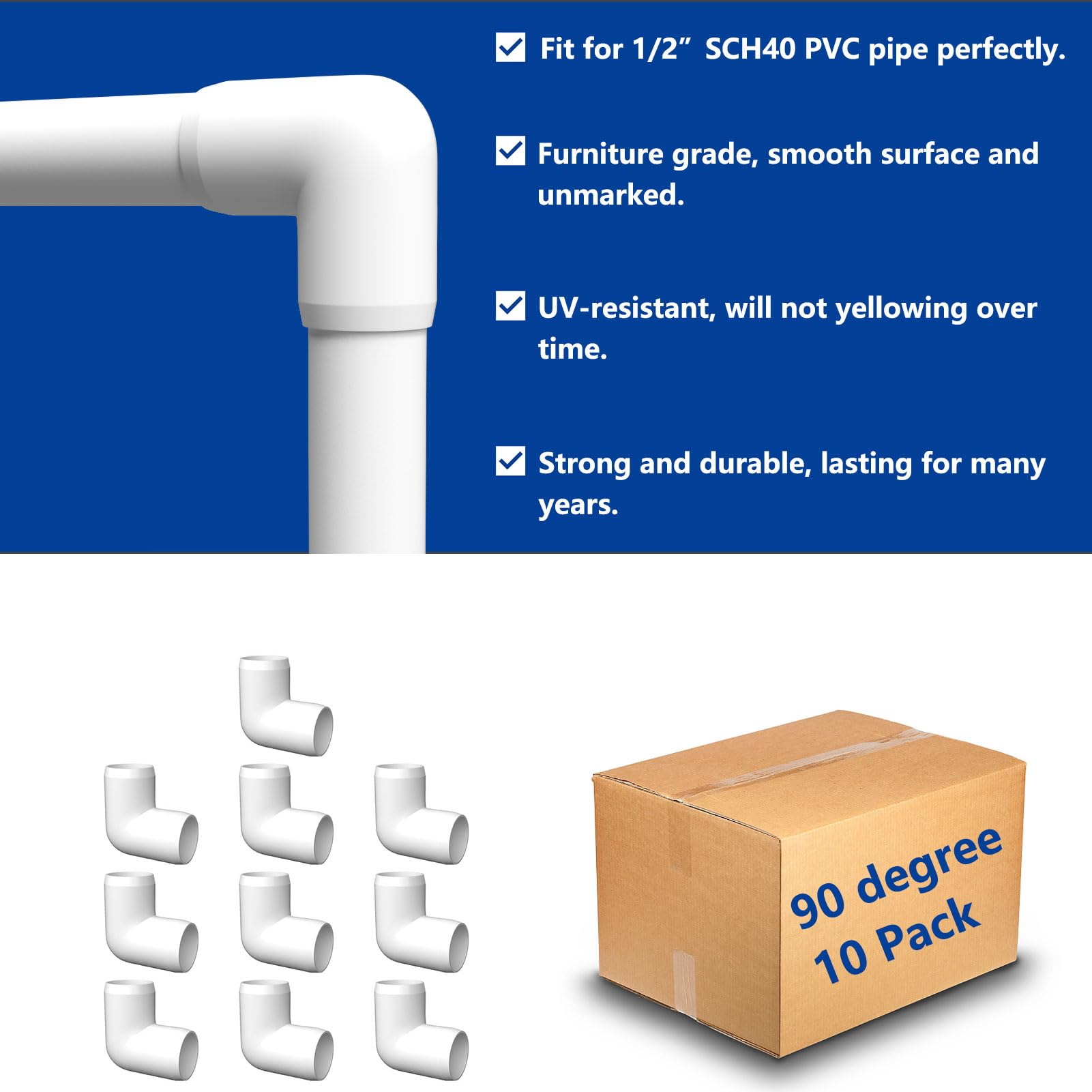 Snapklik.com : letsFix 1/2" PVC Fittings 90 Degree (10-Pack) Furniture ...