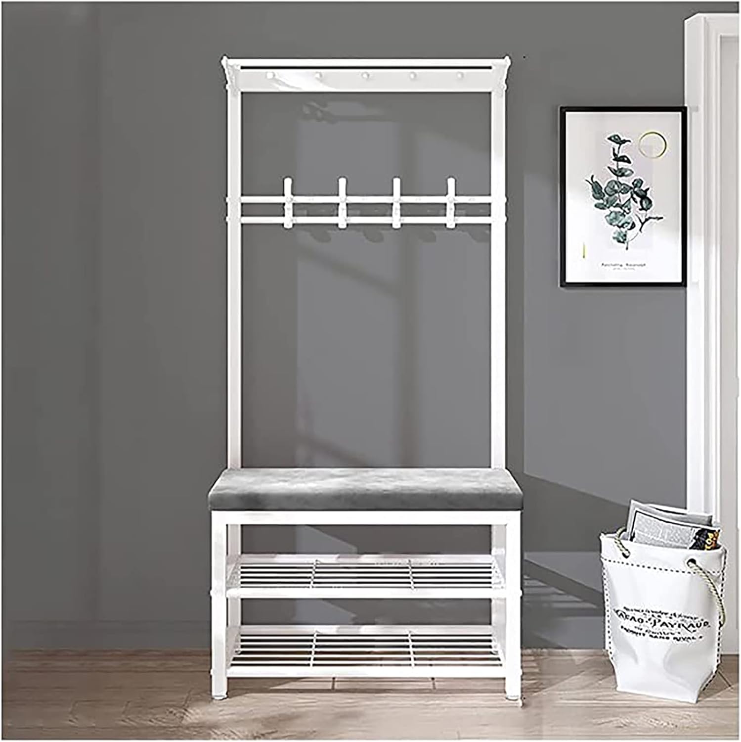 Entryway Bench with Coat Rack,3-in-1 Hall Tree Storage Bench,Coat Rack ...