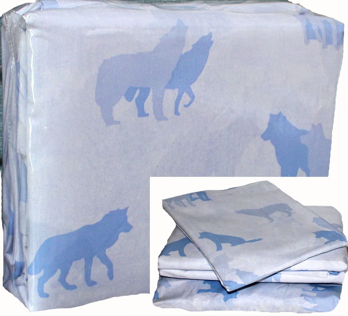 Wolves Midnight Blue Comforter Set & Sheets Wildlife Lodge Cabin (Bed ...