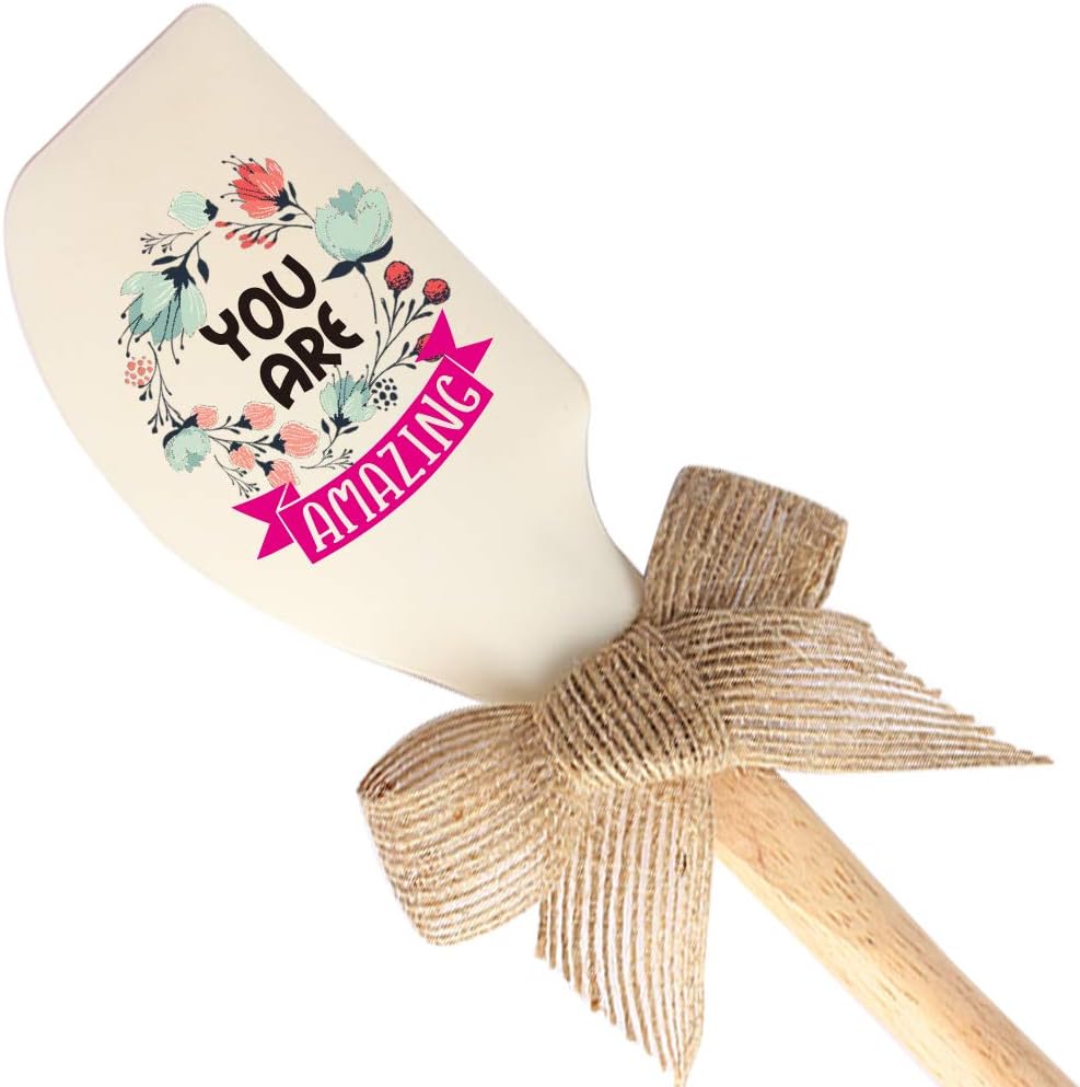 Amazon.com: Silicone Rubber Bamboo Handle Cake Kitchen Spatula Gift Box ...