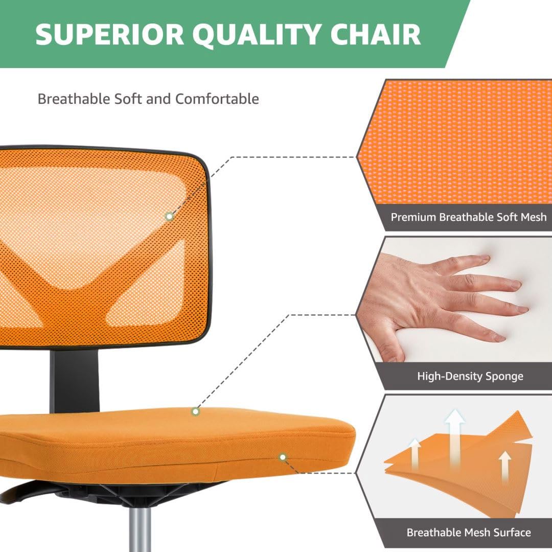 Snapklik.com : Armless Mesh Office Chair, Ergonomic Low Back Deskchair ...
