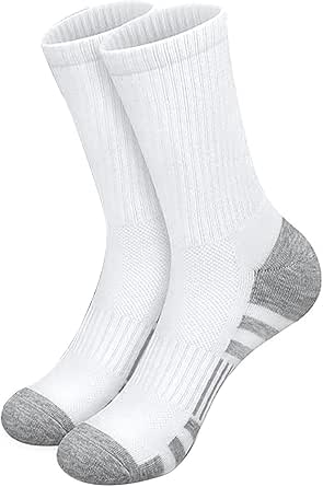 Amazon.com: Crew Socks for Men Athletic Cushioned Long Compression ...