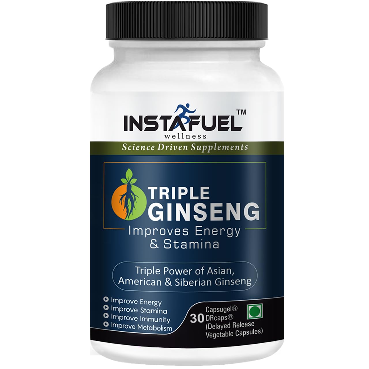 Instafuel Triple Ginseng Capsules – 200mg Siberian Ginseng, 150mg ...