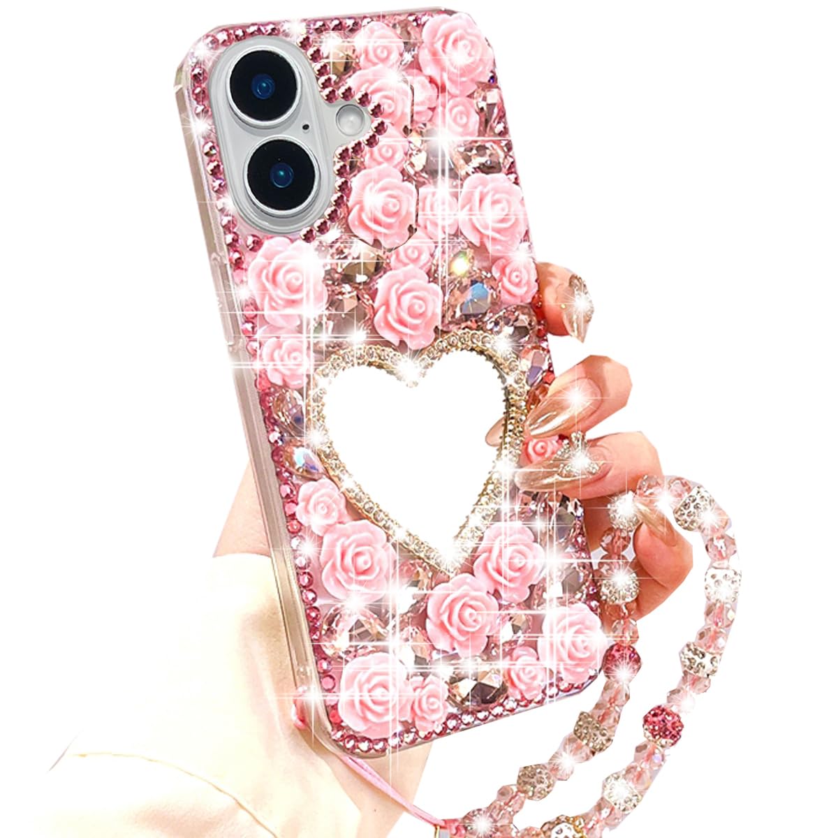 Amazon.com: Changjia for iPhone 16 Glitter Bling Case,Cute Girly 3D ...