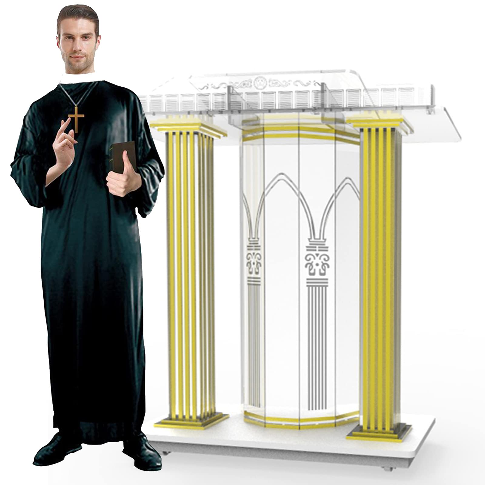 Buy BUYAEAR Luxurious Acrylic Podium,Floor Podium with Casters, Rolling ...