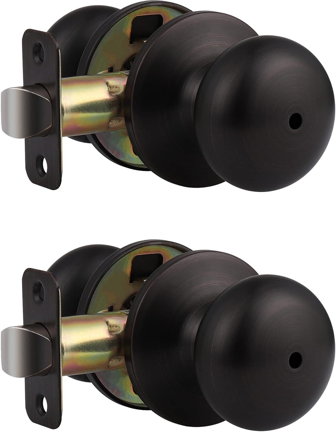 Brotima 2 Pack Privacy Door Knob, Keyless Oil Rubbed Bronze Flat Ball ...
