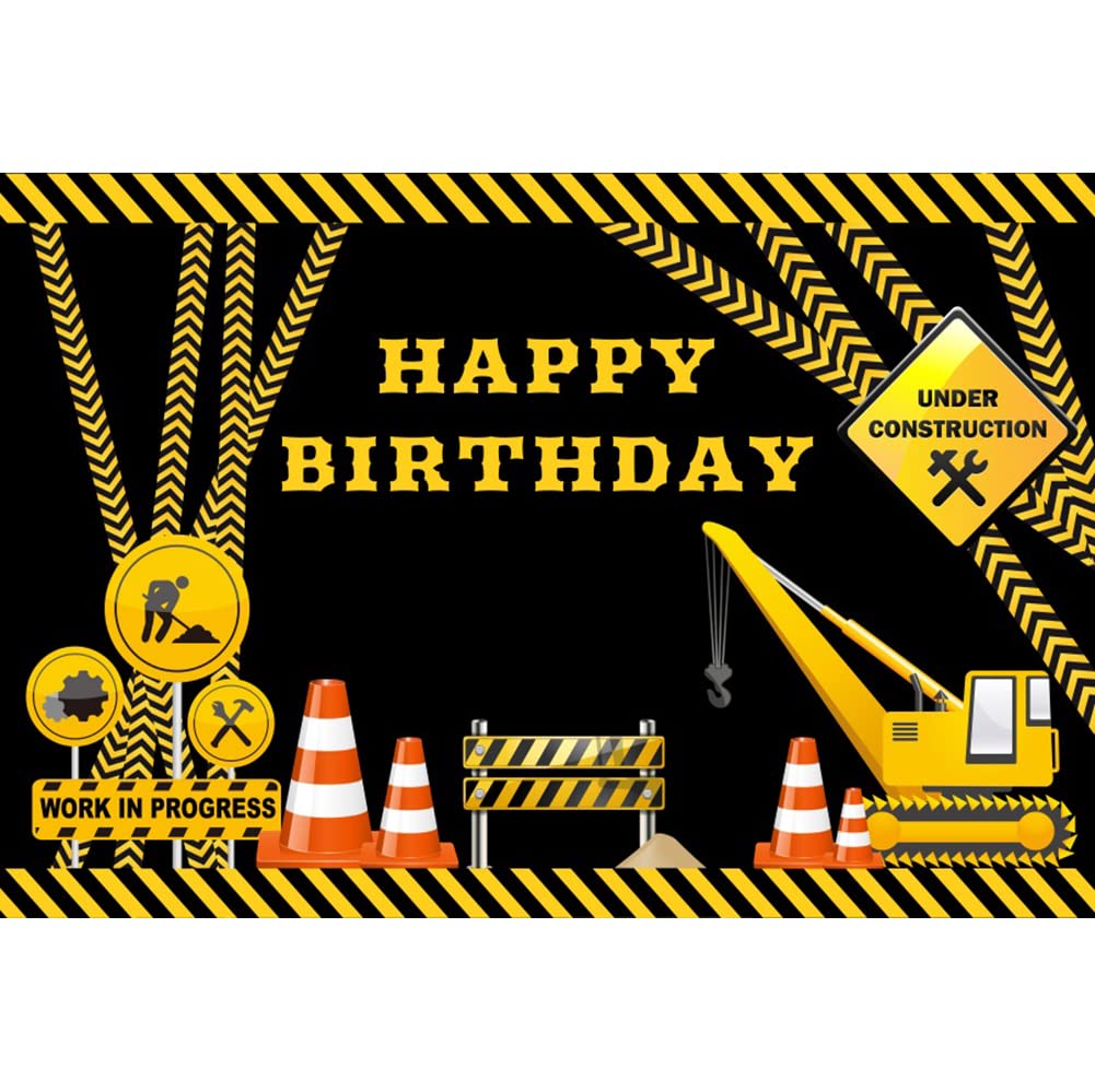 Buy 5x3FT Construction Theme Happy Birthday Decoration BannerExcavator ...