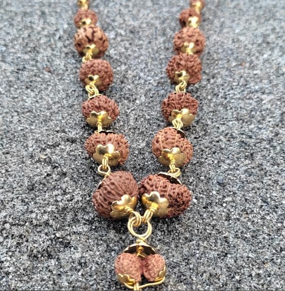 Seven-Hills Natural Sarva Siddha Mala with Gold Capping 1 to 14 Mukhi ...